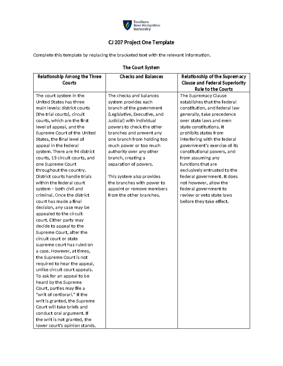 CJ 207 Project One Template - CJ 207 Project One Template Complete this ...