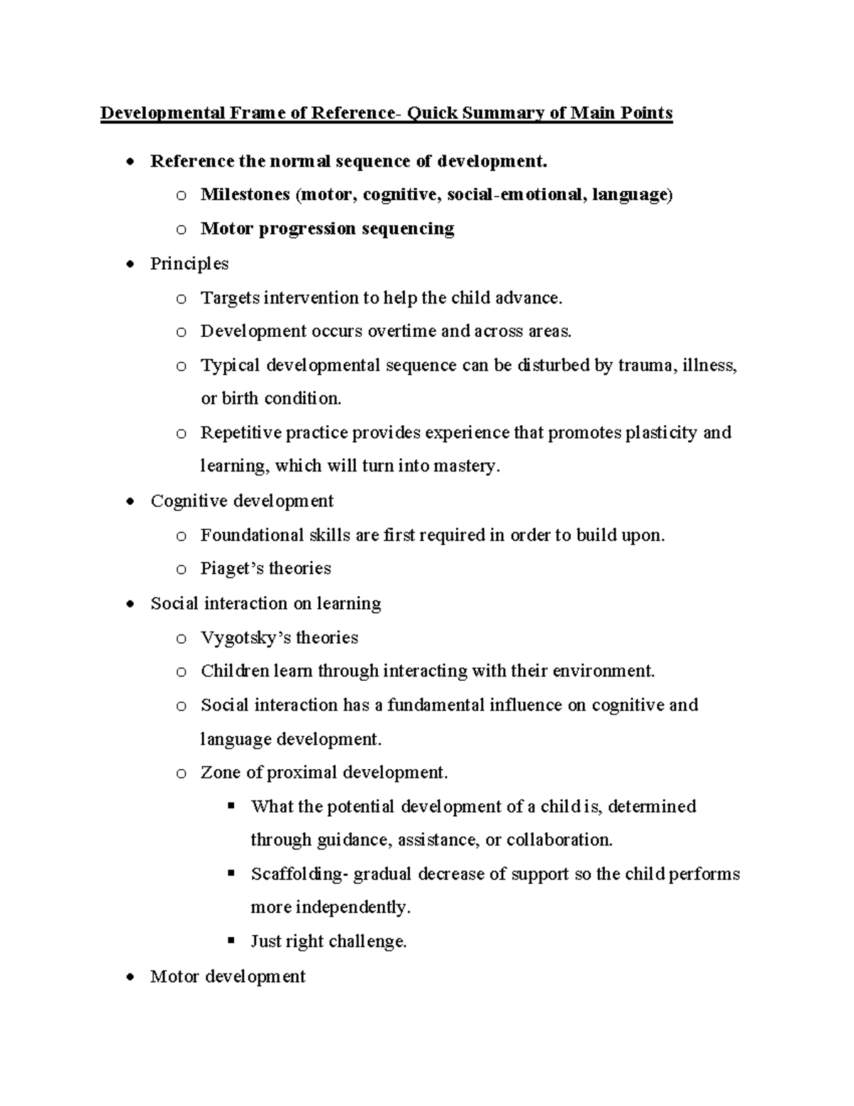 CH 3 - Developmental Frame of Reference: Key Concepts & Insights - Studocu