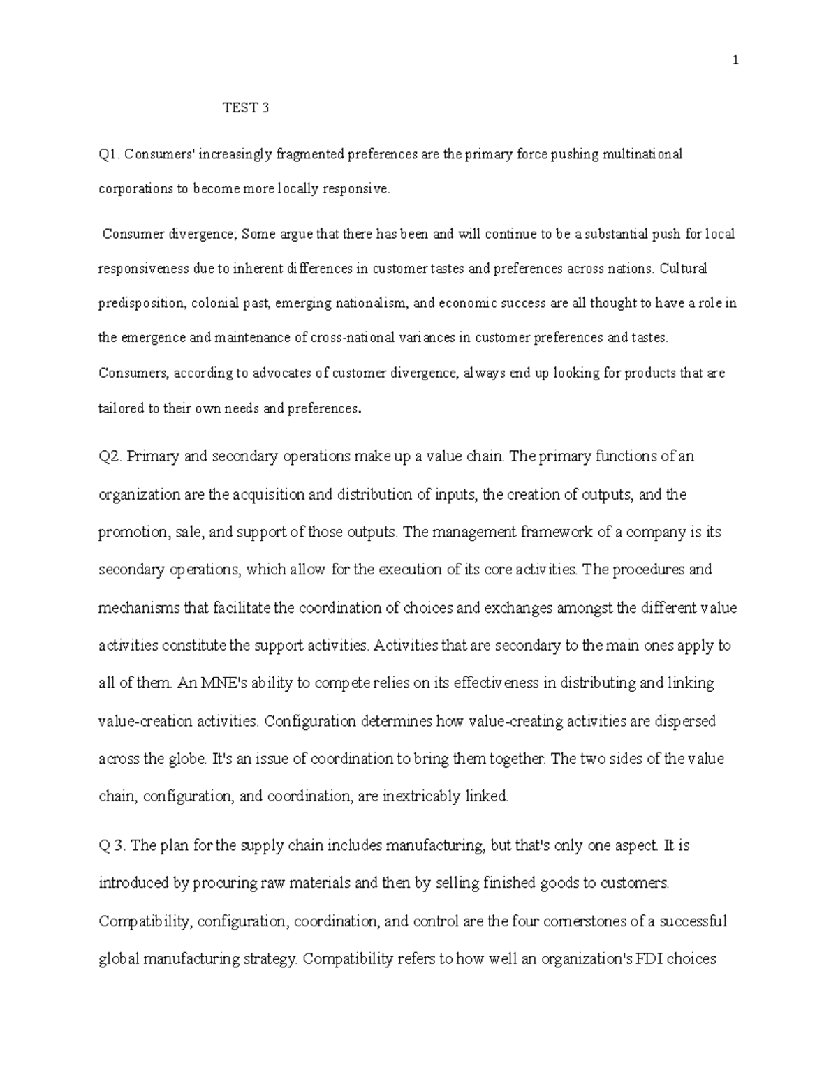 Q1 test - my assignment - 1 TEST 3 Q1. Consumers' increasingly ...