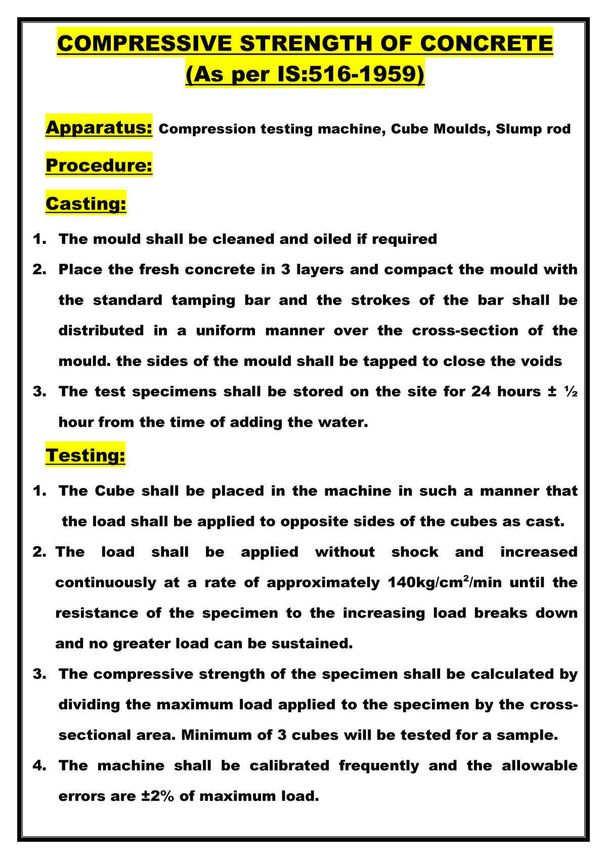 COMPRESSIVE STRENGTH TEST OF CONCRETE (CIVIL 101) - Studocu