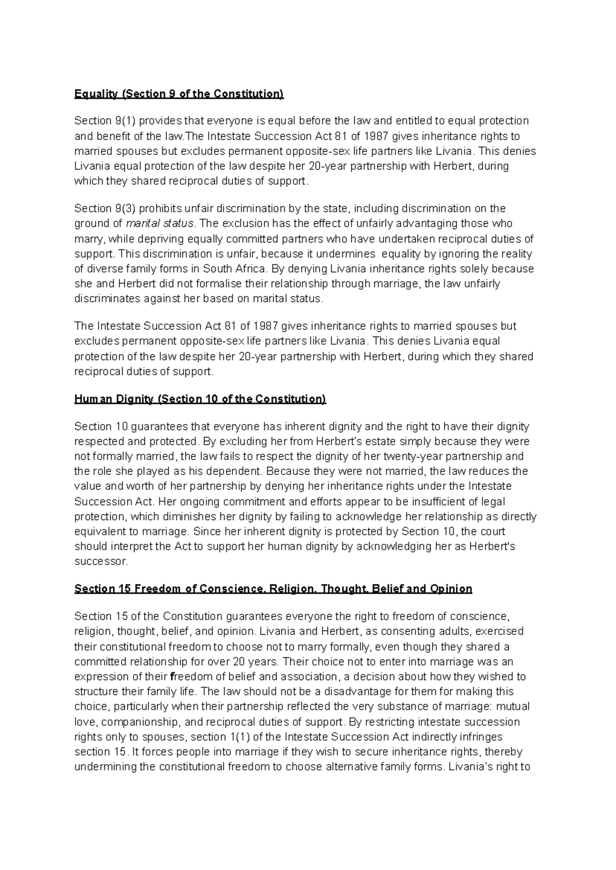 Constitutional Provisions: Equality and Dignity in Inheritance Rights ...