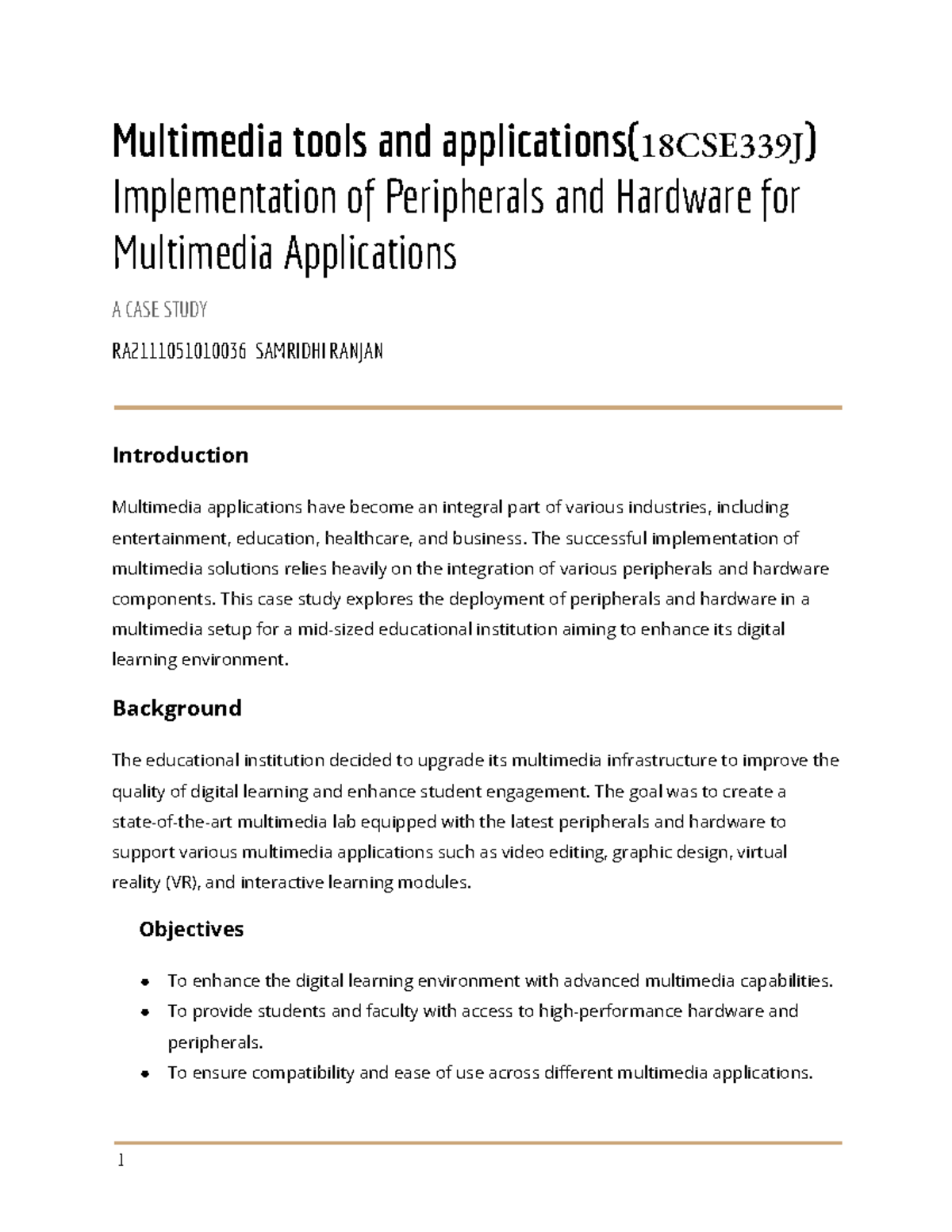 Multimedia Tools & Hardware Implementation Case Study (18CSE339J) - Studocu