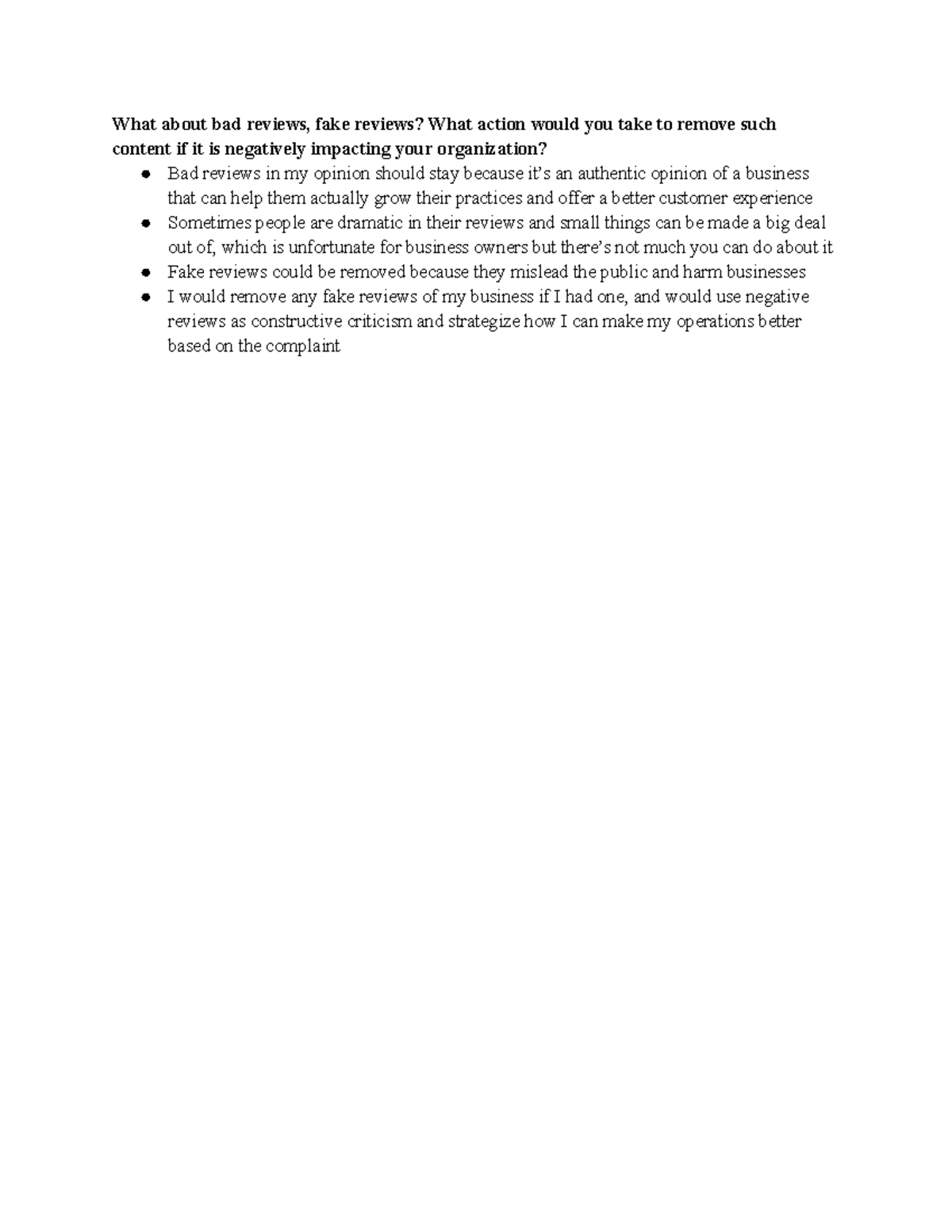 Write Up 5: Addressing Bad and Fake Reviews for Business Growth - Studocu