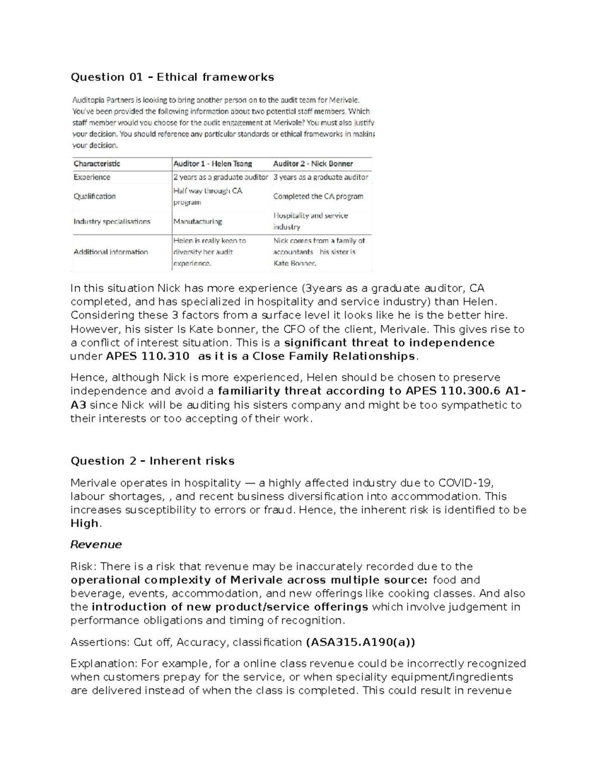 Audit Template: Ethical Frameworks and Risk Assessment for Merivale ...