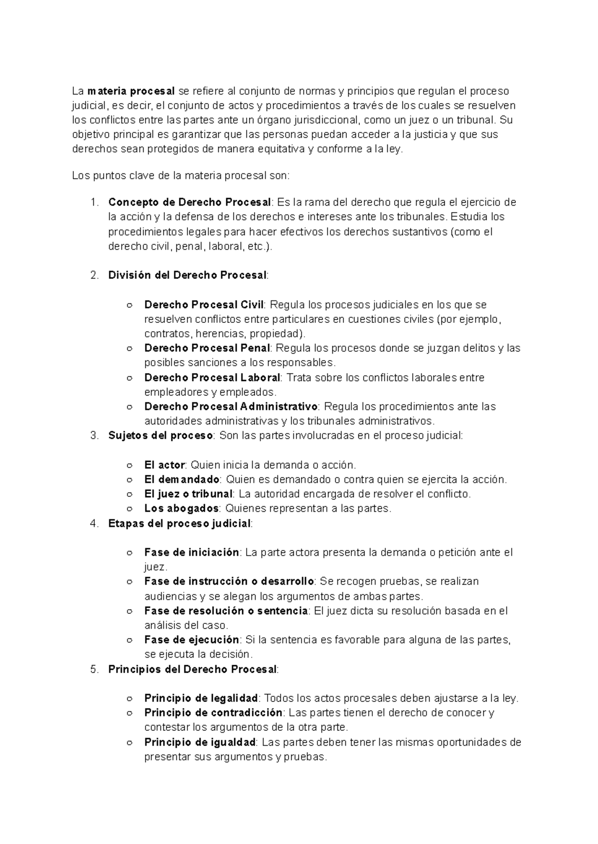 Derecho Procesal - Resumen y Principios Clave del Proceso Judicial ...