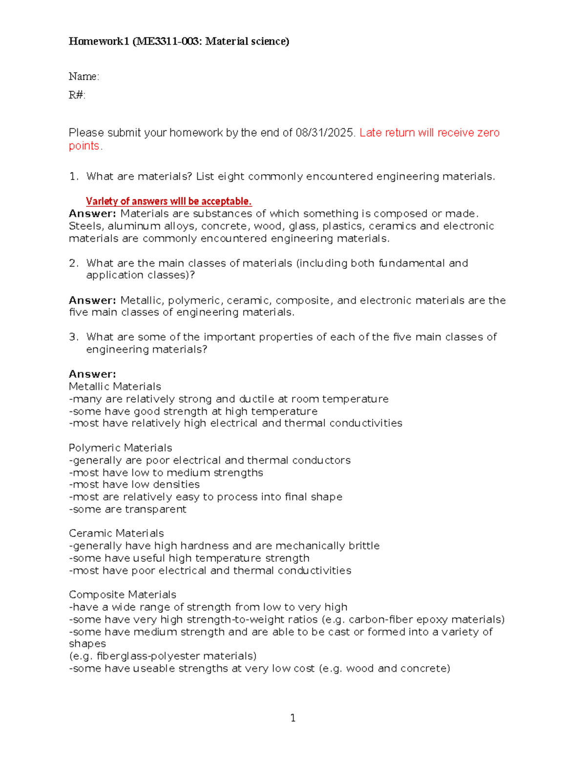 Homework 1 - ME3311-003: Overview of Engineering Materials - Studocu