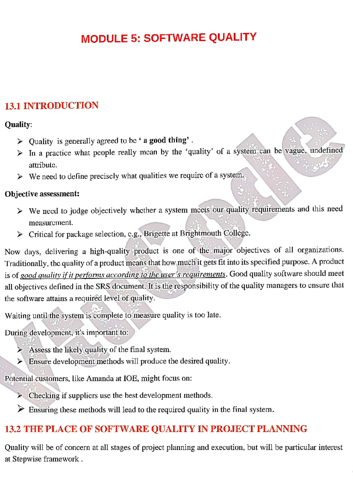 @vtucode - Lecture notes - 13 INTRODUCTION Quality: ####### MODULE 5 ...