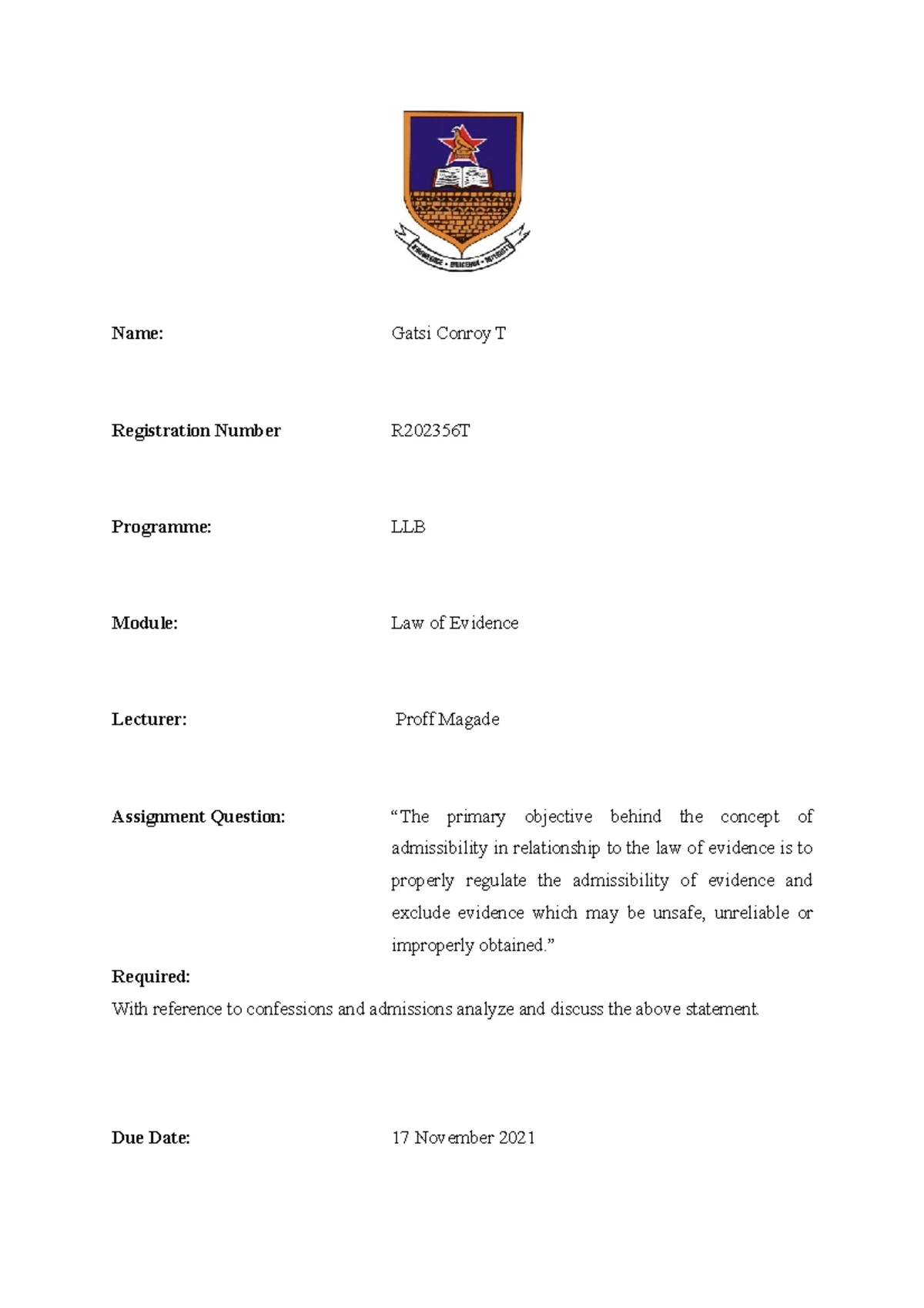 Law of evidence Final - LAW OF EVIDENCE MANUAL FOR LEGAL PRACTITIONERS ...