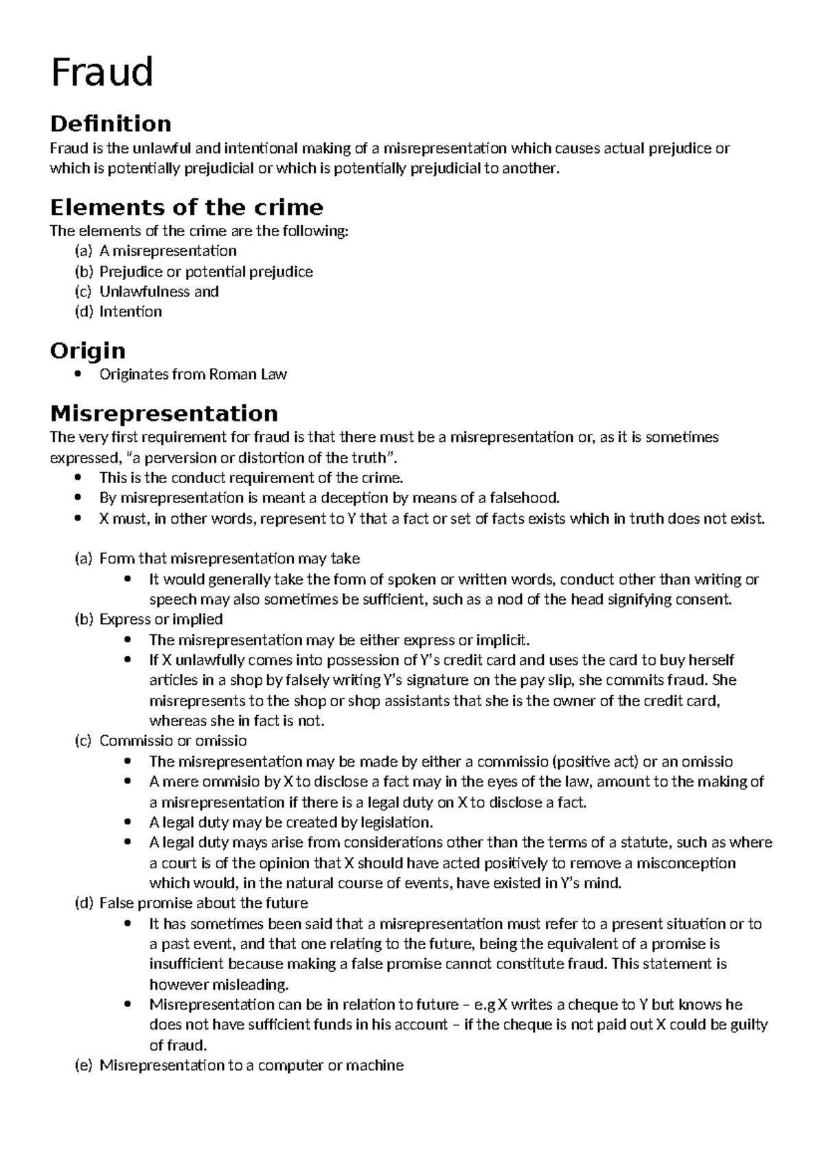 Fraud: Understanding the Elements, Misrepresentation, and Prejudice ...