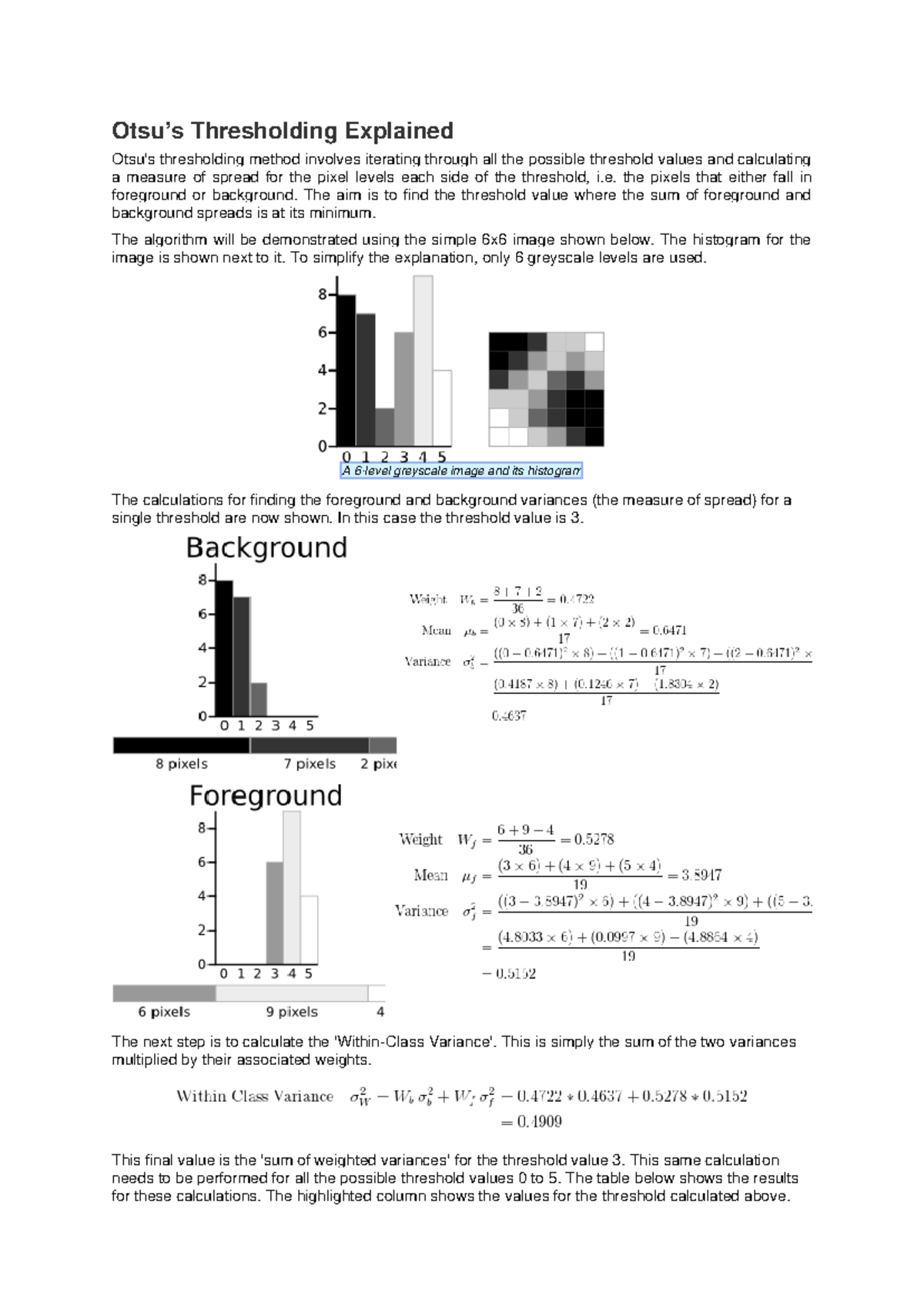 Thresholding Explained: Otsu's Method Example in Image Processing - Studocu
