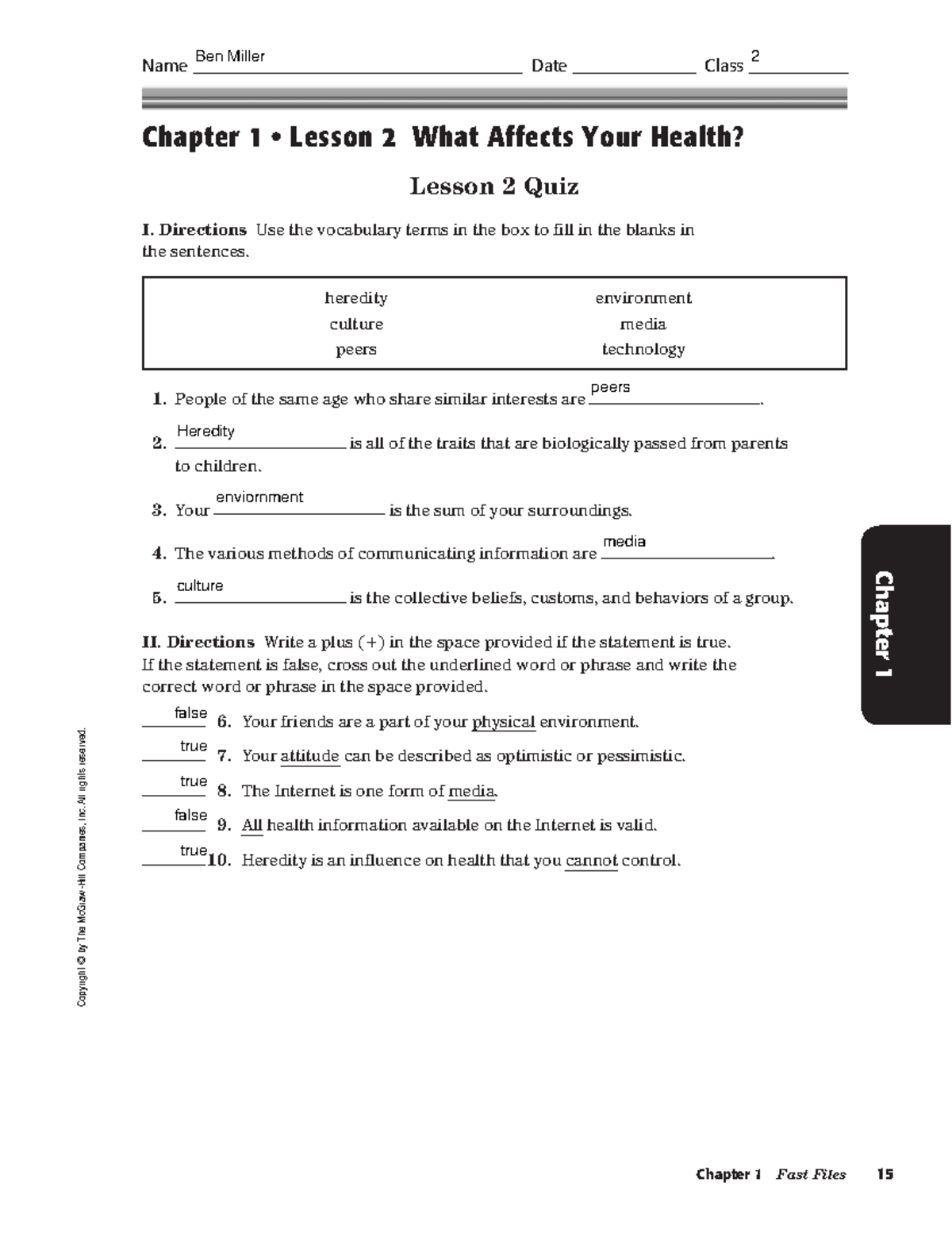 CH 1 Lesson 2 Quiz completed - Copyright © by The McGraw-Hill Companies ...