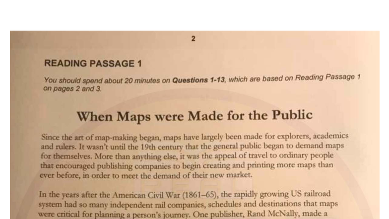 IELTS 3 Reading Passage 1: The Evolution of Public Maps - Studocu