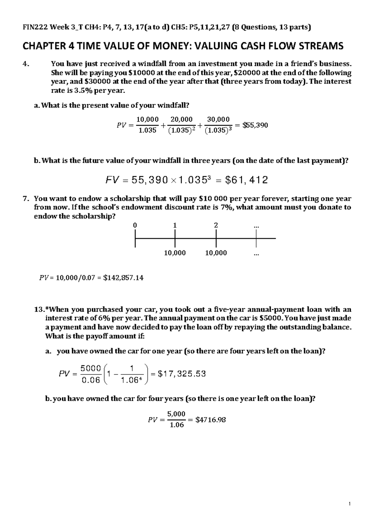 FIN222 Week 3 Tutorial Answers: Present & Future Value Concepts - Studocu