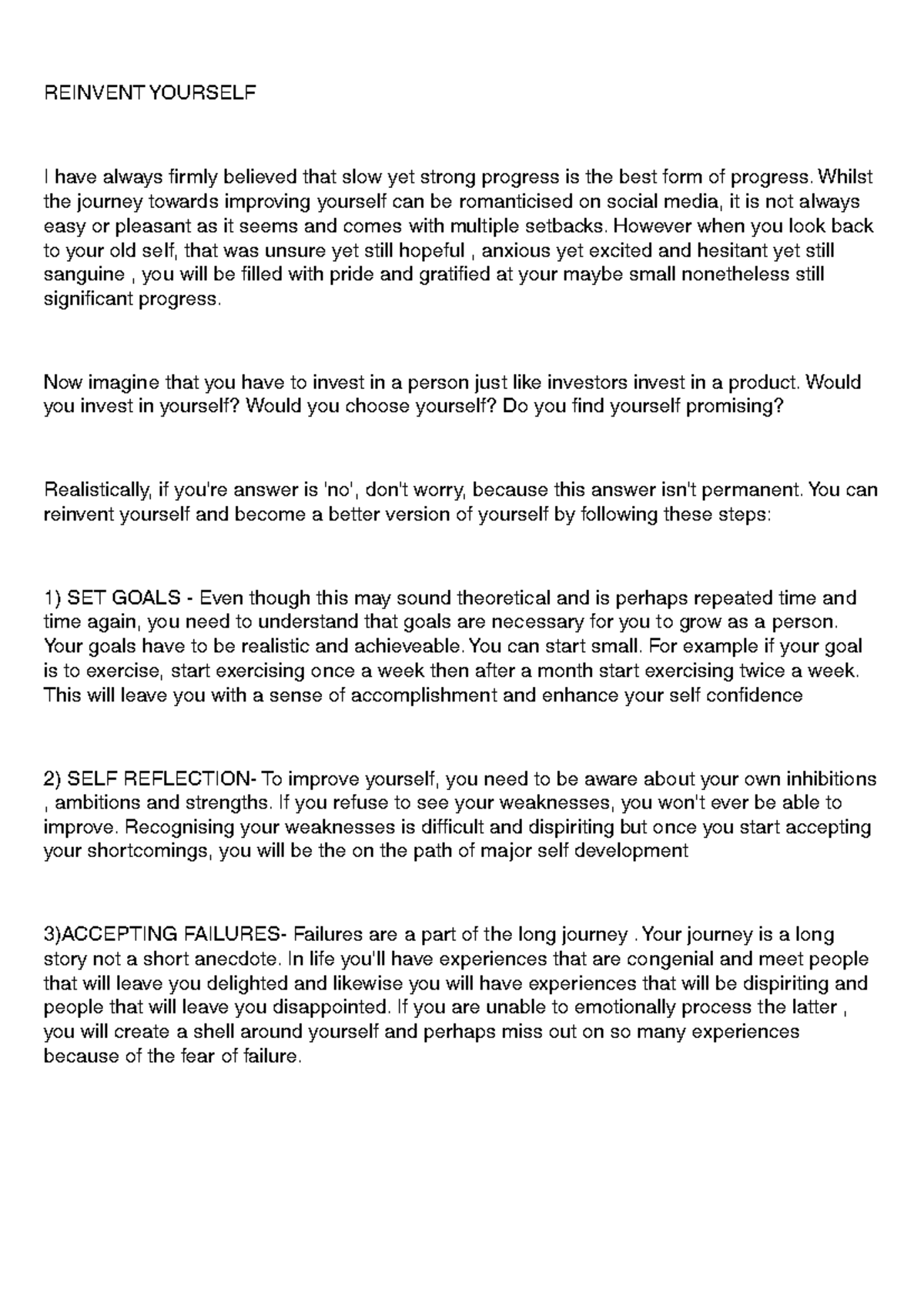 REINVENT YOURSELF: A Guide to Personal Growth and Development - Studocu