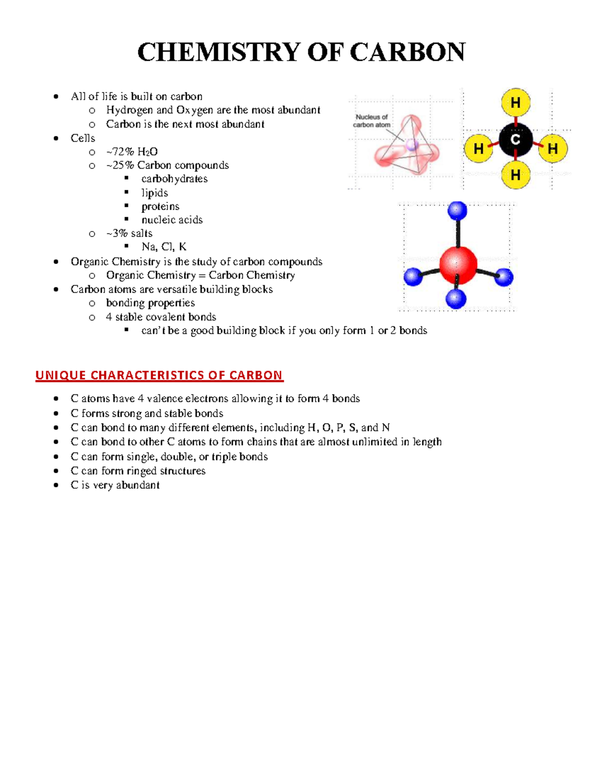 CHEM 101: Carbon Chemistry and Biomolecules Overview - Studocu