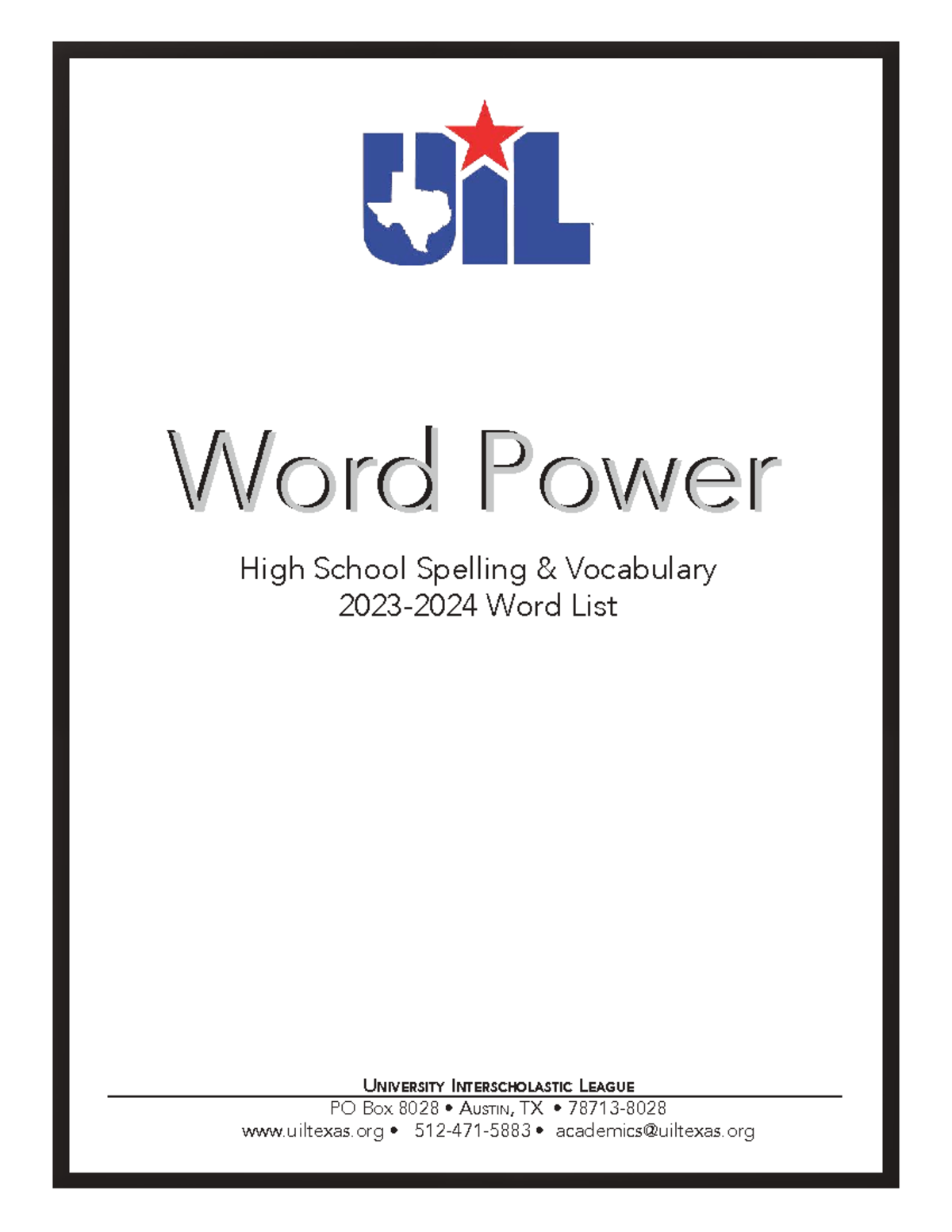UIL Word Power 2023-24: Spelling & Vocabulary Contest Guide - Studocu