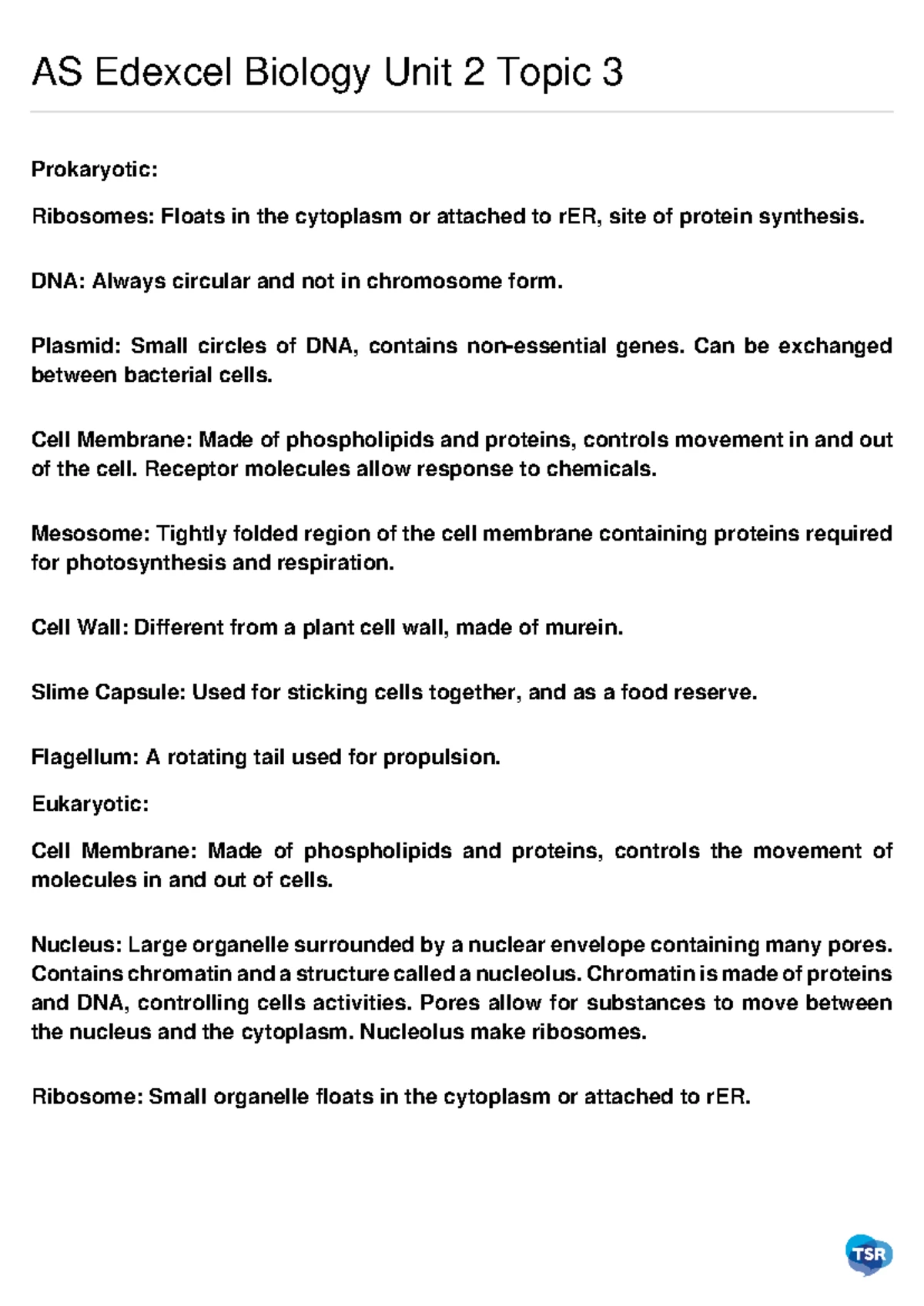 Key notes on unit 2, IAL edexcel biology - Biology AS Unit 2 Key Terms ...