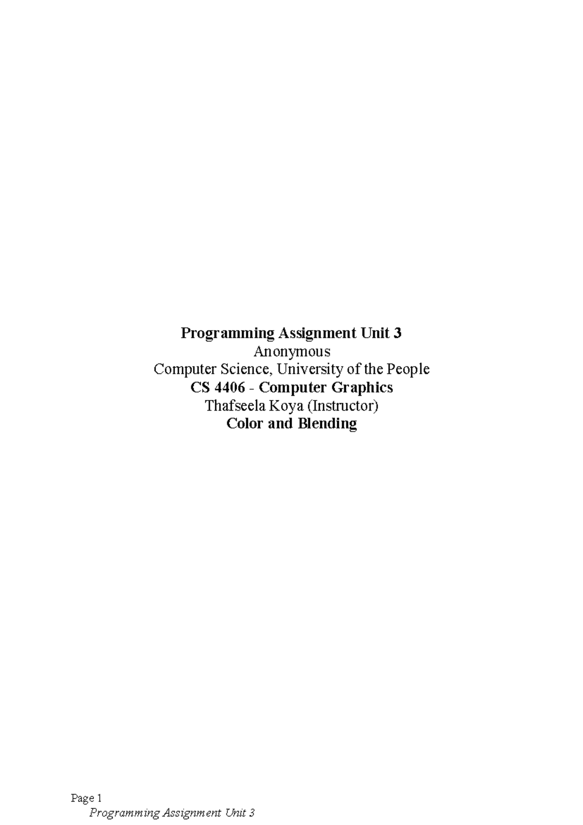 CS 4406 - Programming Assignment Unit 3 - Page 1 Programming Assignment Unit 3 Anonymous ...