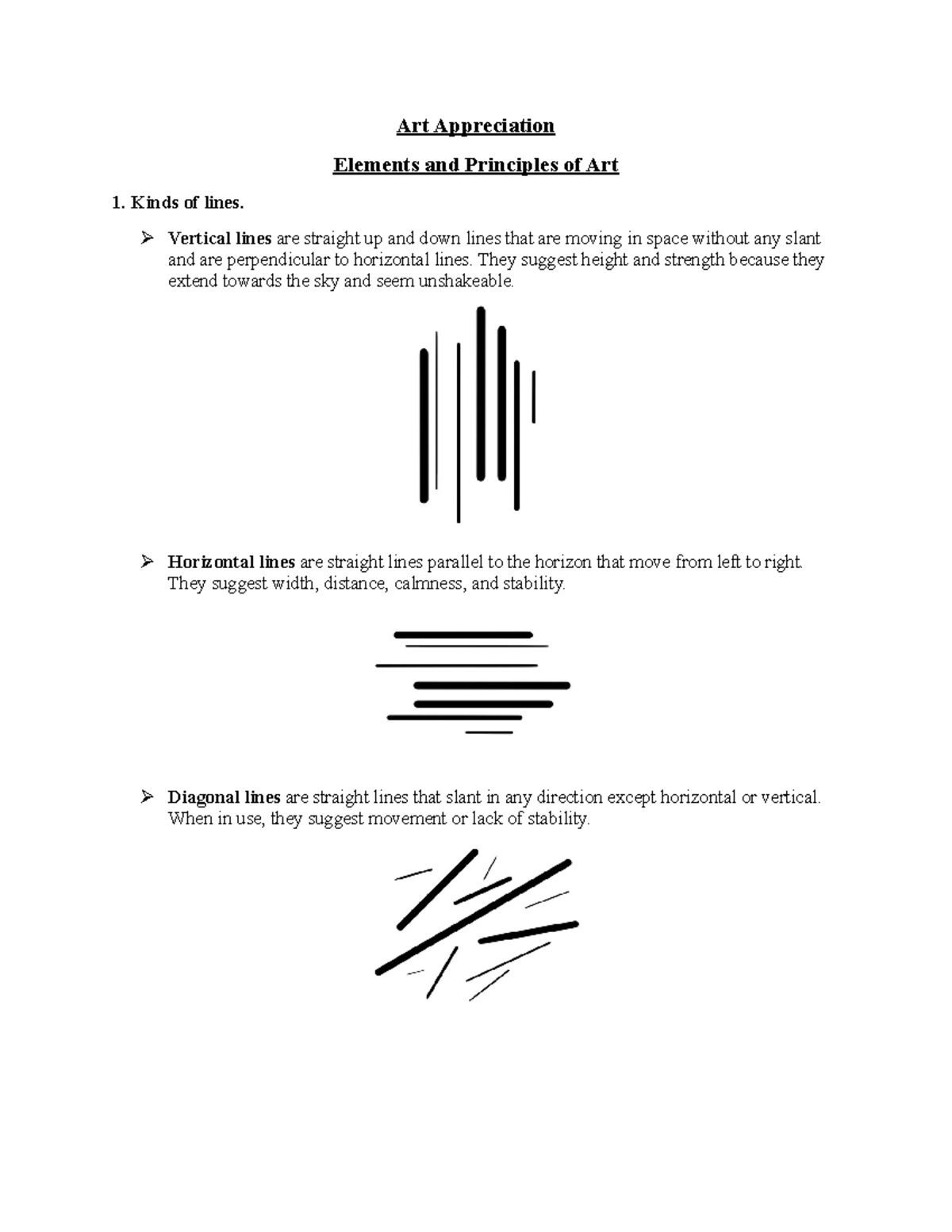 Elements and Principles of Art - Art Appreciation - Studocu