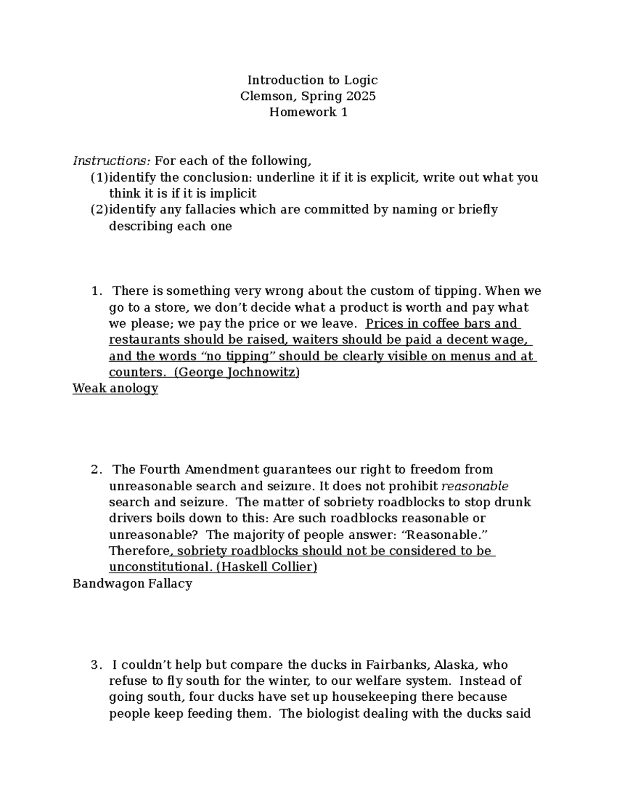 Homework 1 Intro Logic spring 2025 - Introduction to Logic Clemson ...