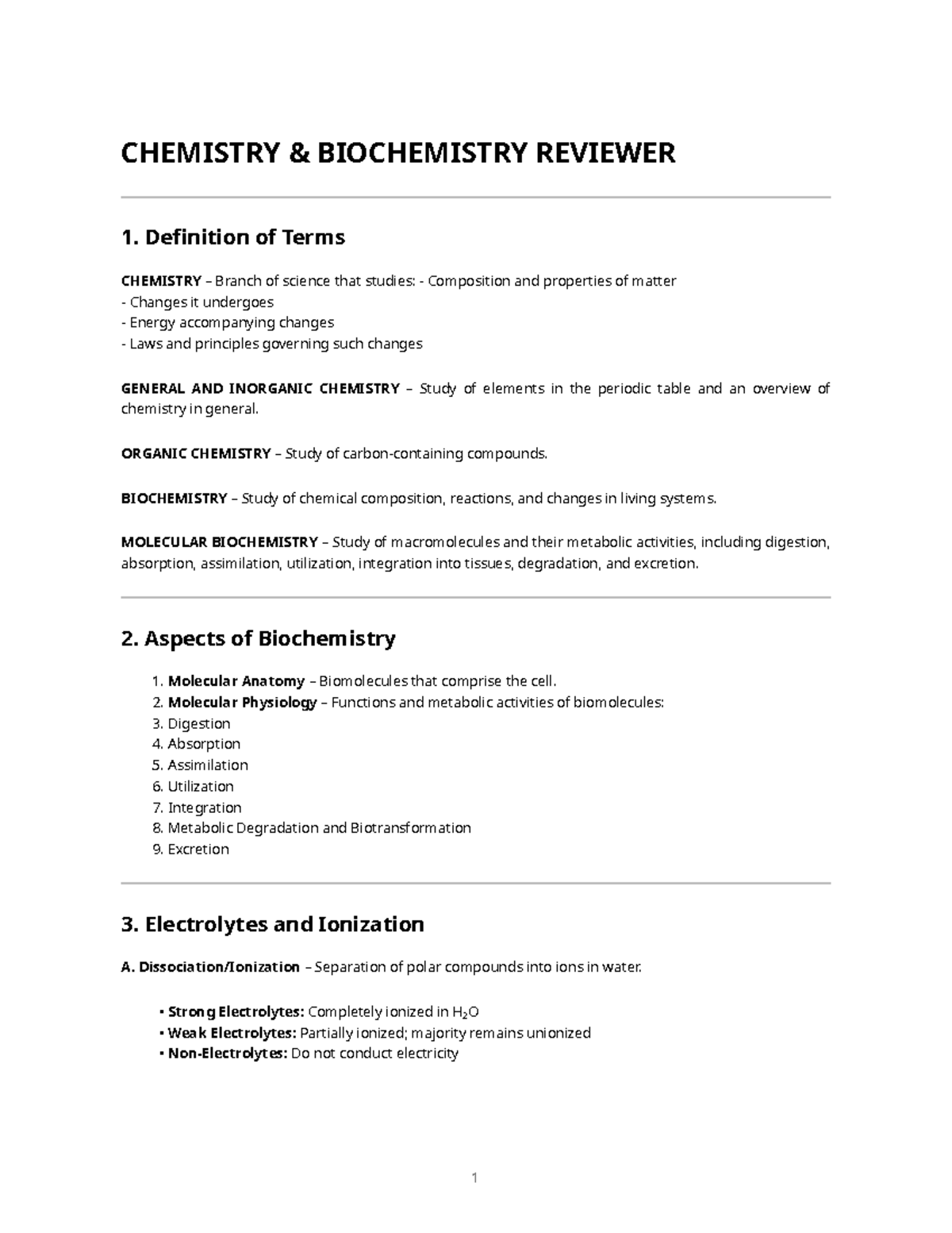 CHEM 101: Comprehensive Biochemistry Reviewer Guide - Studocu