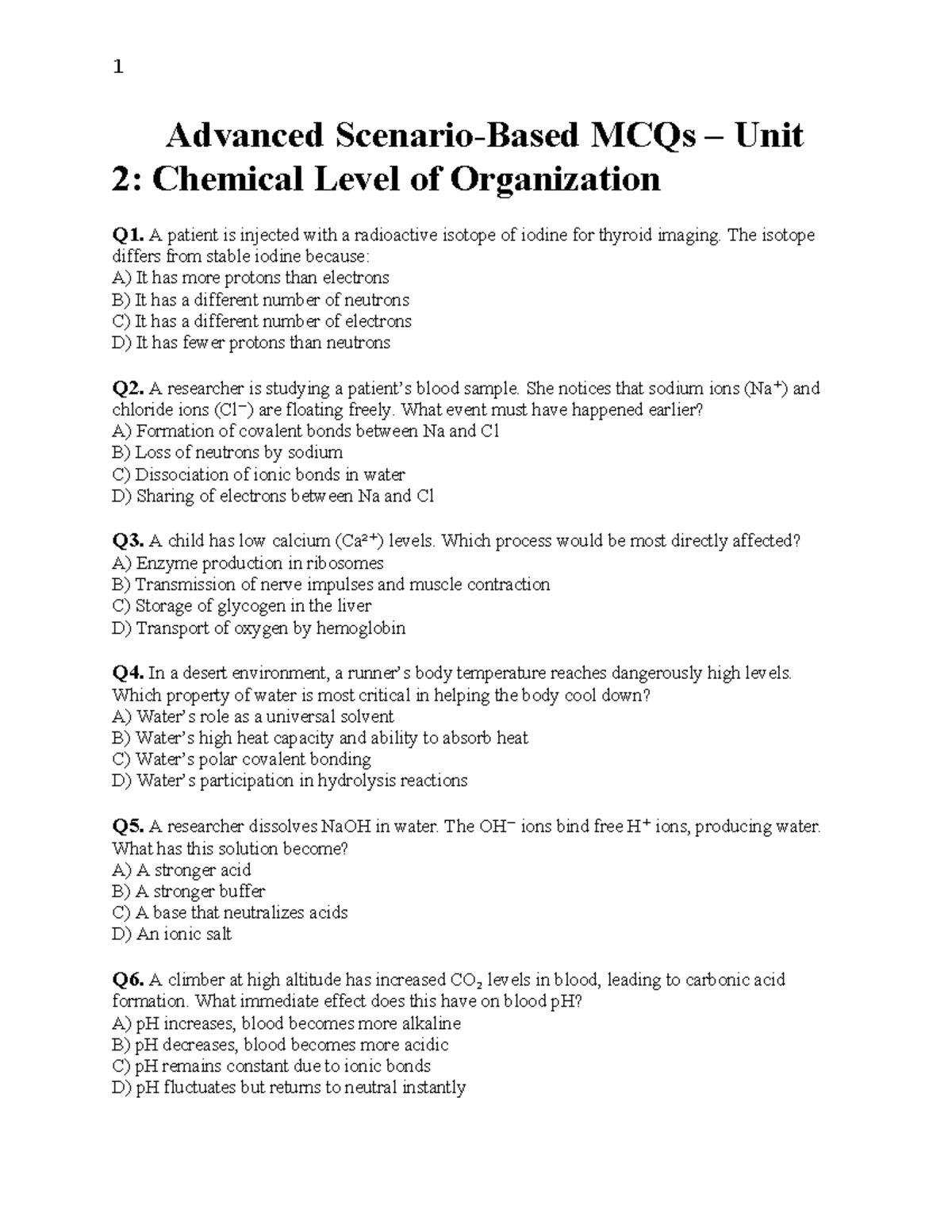 Anatomy Ch 2: Practice Questions for Advanced MCQs - Studocu
