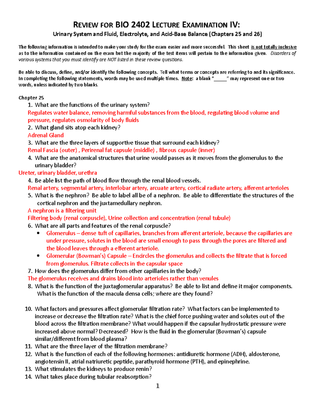 Ap lec 4 ex - This is the notes for exam four in BIOL 2402 - REVIEW FOR ...