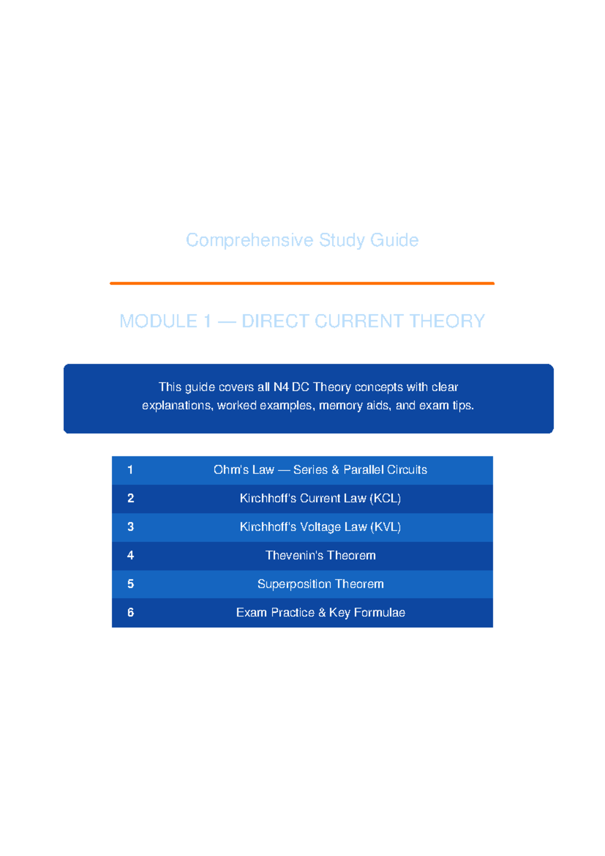 IE N4 Comprehensive Study Guide: Direct Current Theory Module 1 - Studocu