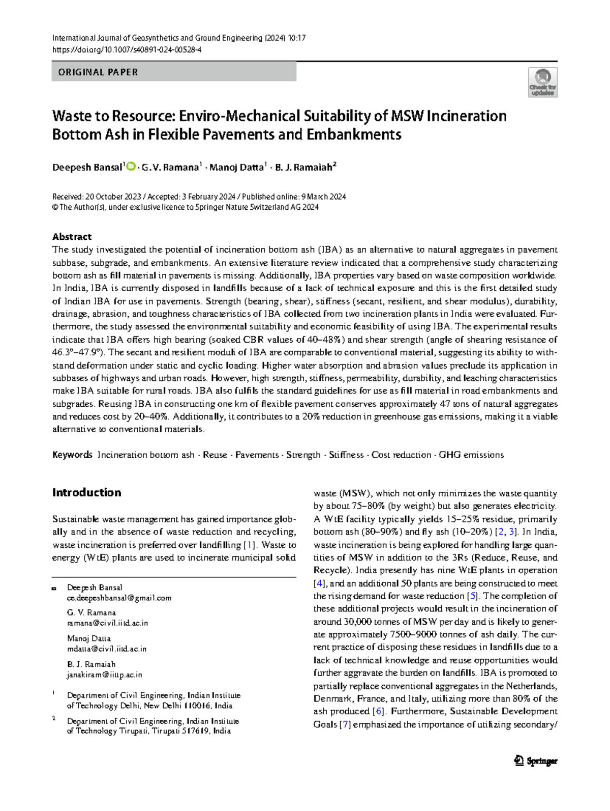 S40891 024 00528 4 - Evaluating MSW Incineration Bottom Ash for Pavement Use - Studocu