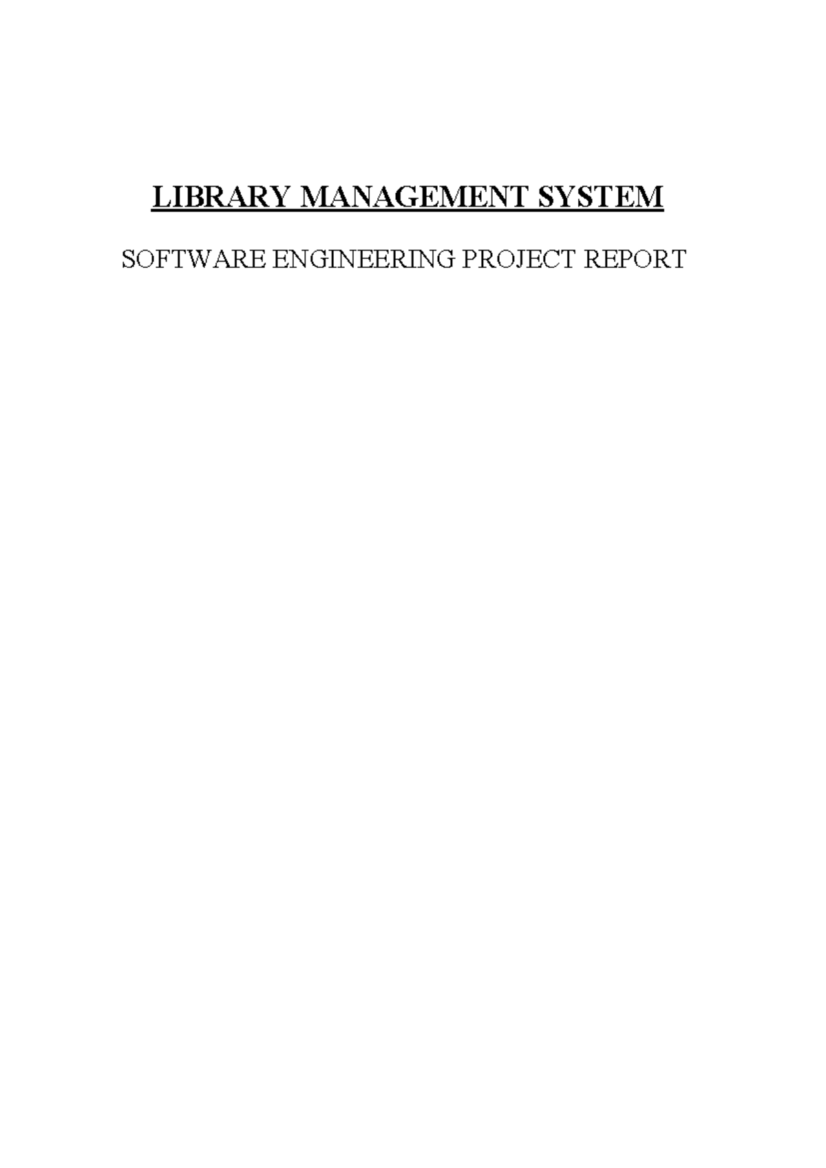Library Management System Project Report - Software Engineering - Studocu