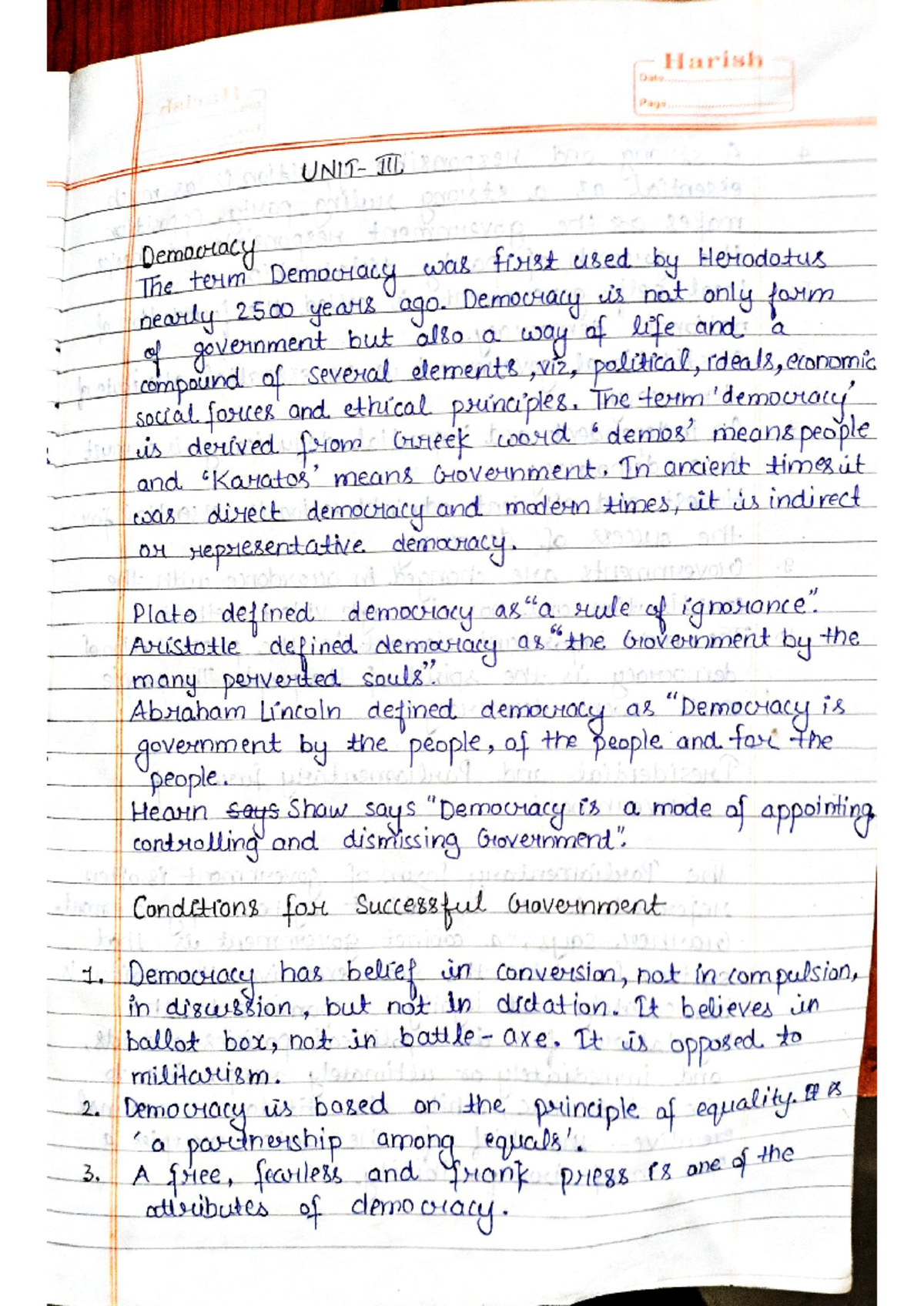Unit 3 Notes: Democracy in Ancient and Modern Governance - Studocu