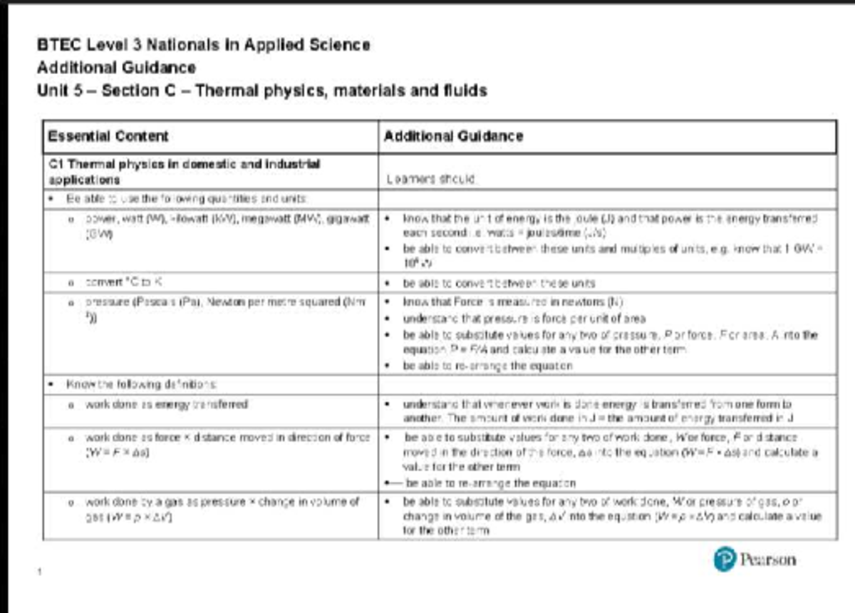 BTEC Level 3 Applied Science Unit 5: Thermal Physics & Fluids Guide ...