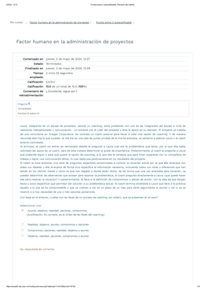 Examen segundo parcial (Segunda vuelta) Revisión del intento - Factor humano en la ...