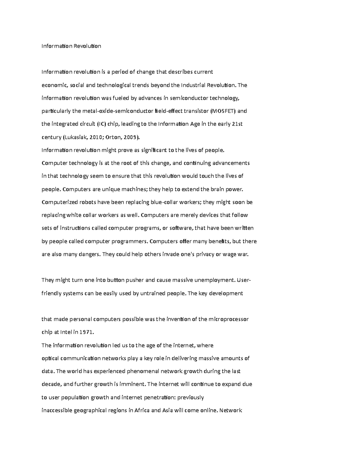 STS 10 - STS 10 notes - Information Revolution Information revolution ...