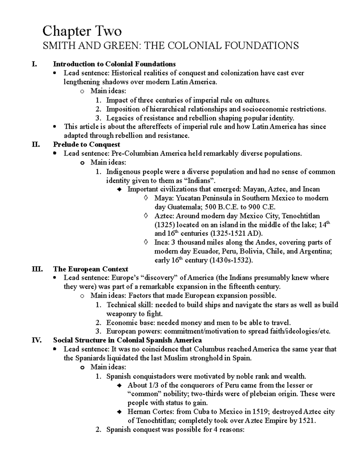 Chapter 2: Colonial Foundations in Latin America - Smith and Green ...
