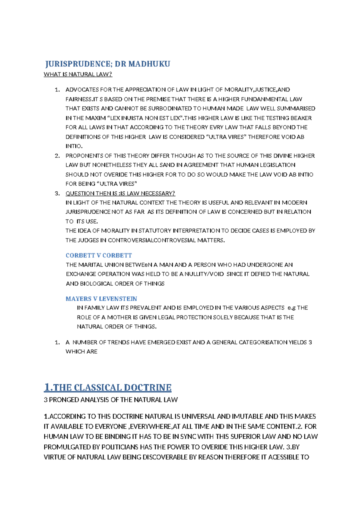 JUR 101: Natural Law Theory - Comprehensive Study Notes - Studocu