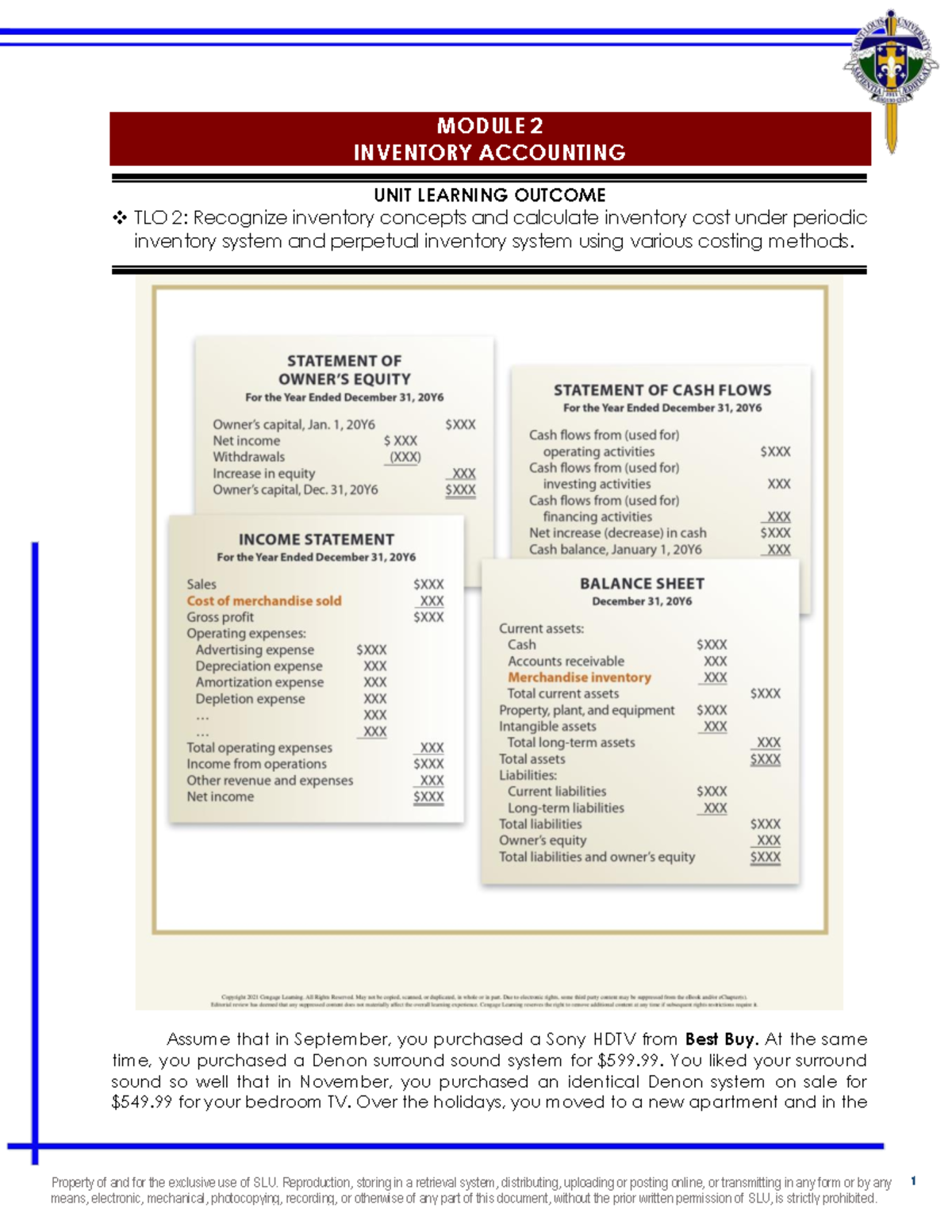 IE 3121 Module 2: Inventory Accounting Concepts and Costing Methods ...