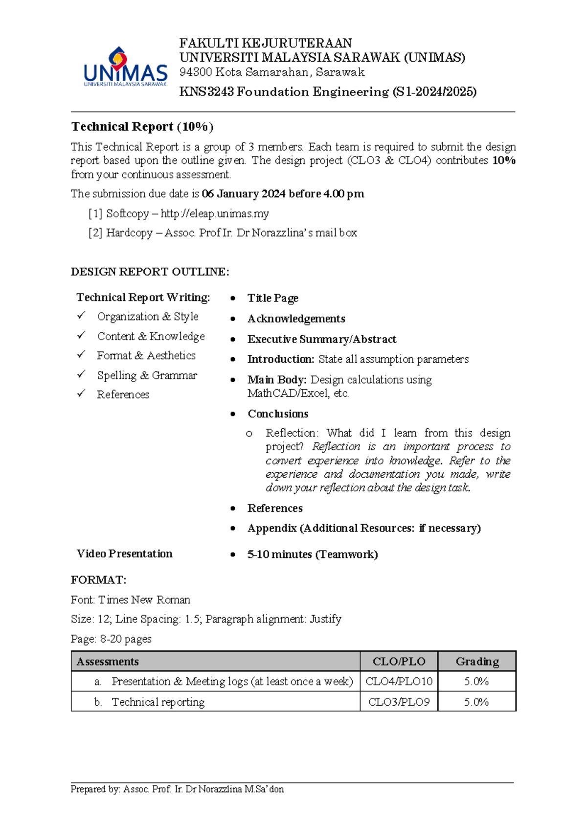 KNS3243 Technical Report on Raft Foundation Design (S1-2024/2025) - Studocu