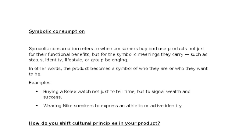 Symbolic Consumption - Marketing Insights and Strategies - Studocu