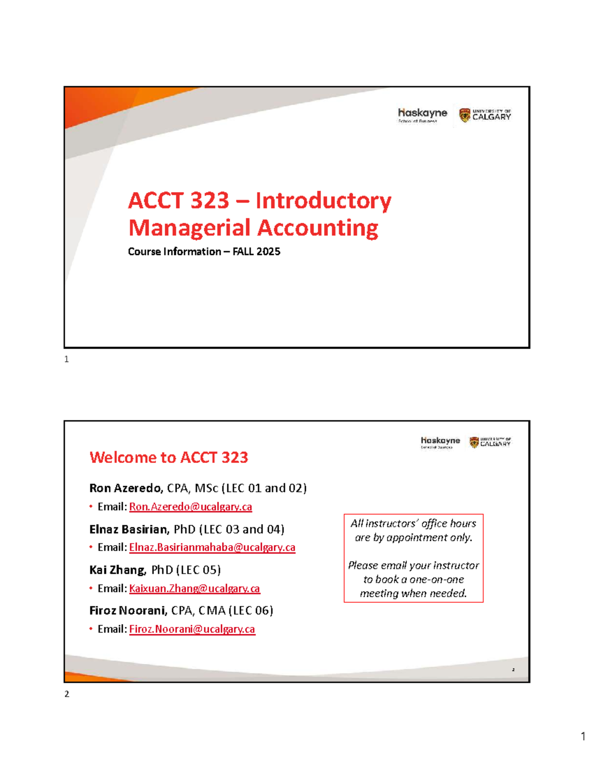 ACCT 323 Fall 2025 Managerial Accounting Course Info LEC 01-06 - Studocu