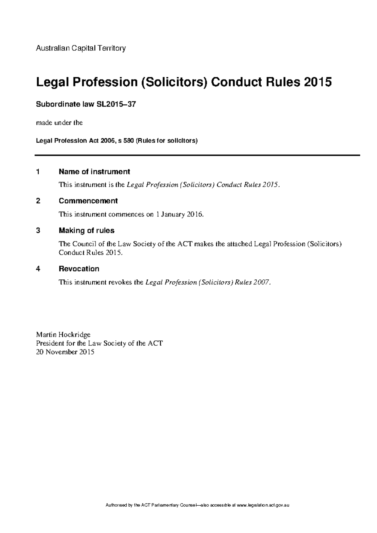 W3 Legal Profession (Solicitors) Conduct Rules 2015 Overview and ...