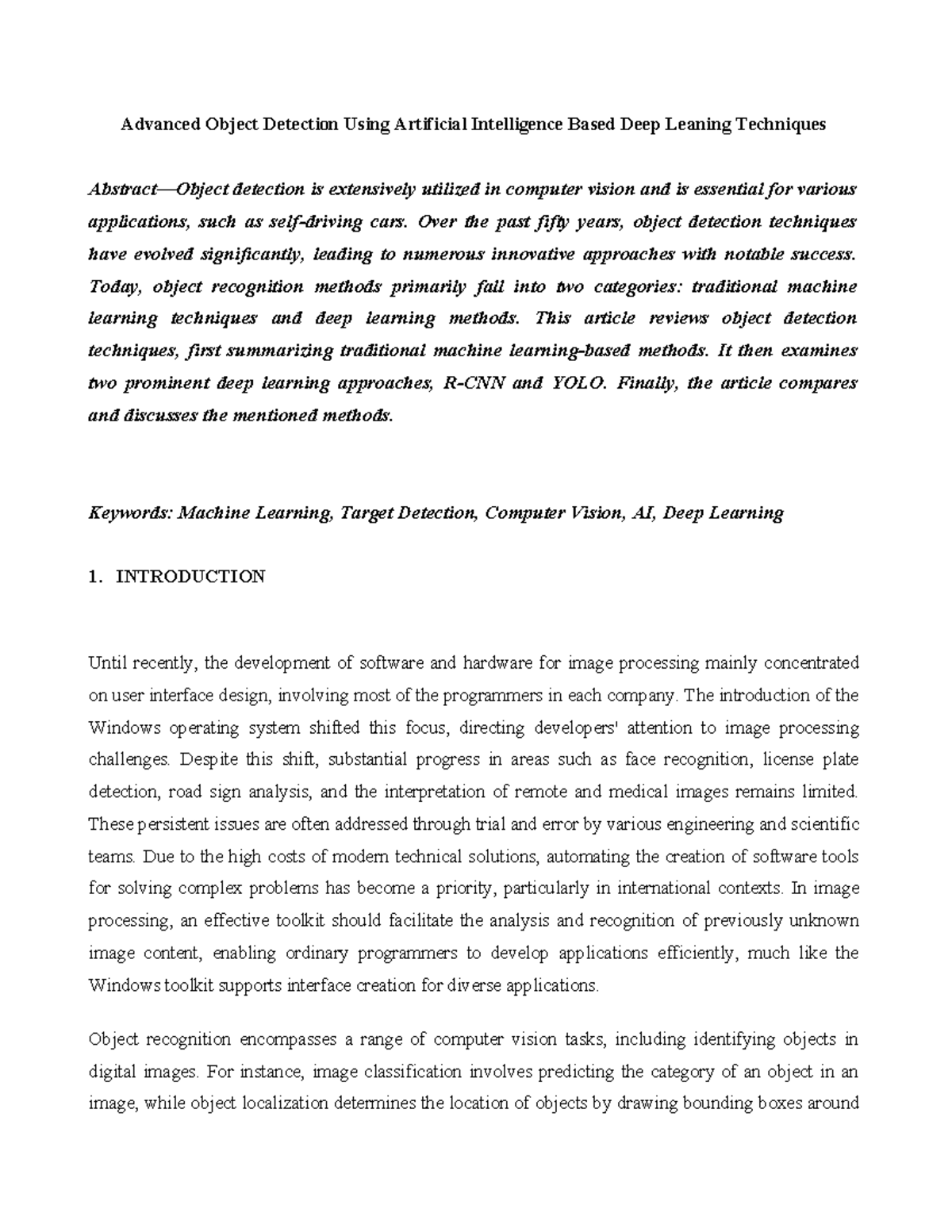 Advanced Object Detection Techniques in AI-Based Deep Learning (CS101 ...