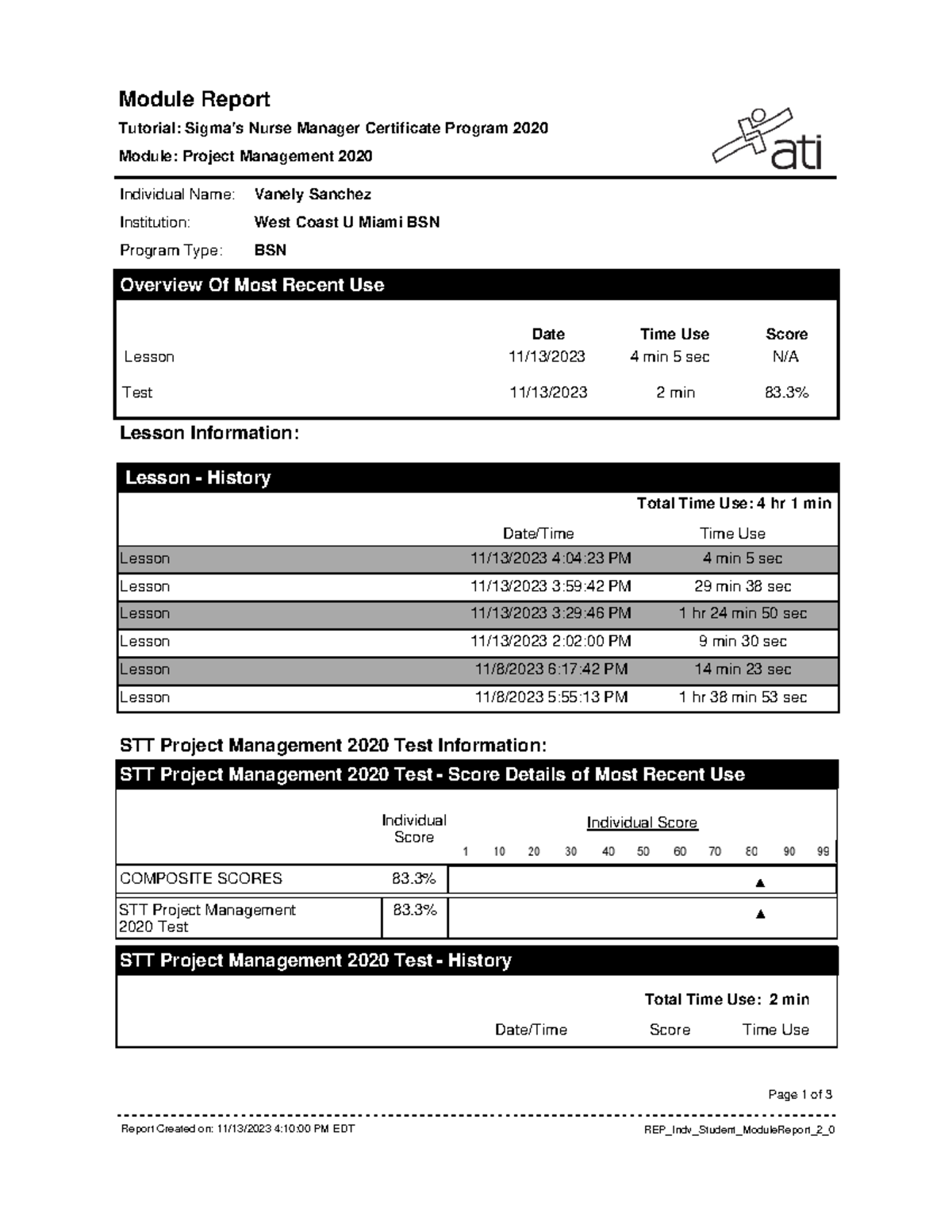 ATI Project Management 2020 - Module Report by Vanely Sanchez - Studocu