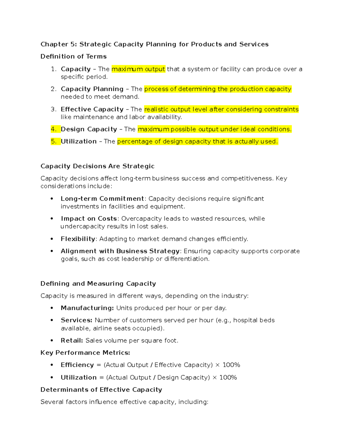 Chapter 5: Strategic Capacity Planning for Products & Services - OpMan ...