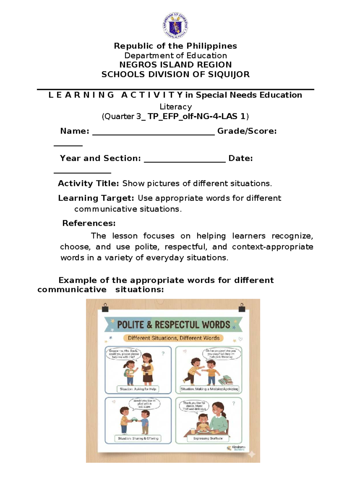 Q3-Week-1-LAS-Literacy 2-Final Learning Activities in Special Needs ...