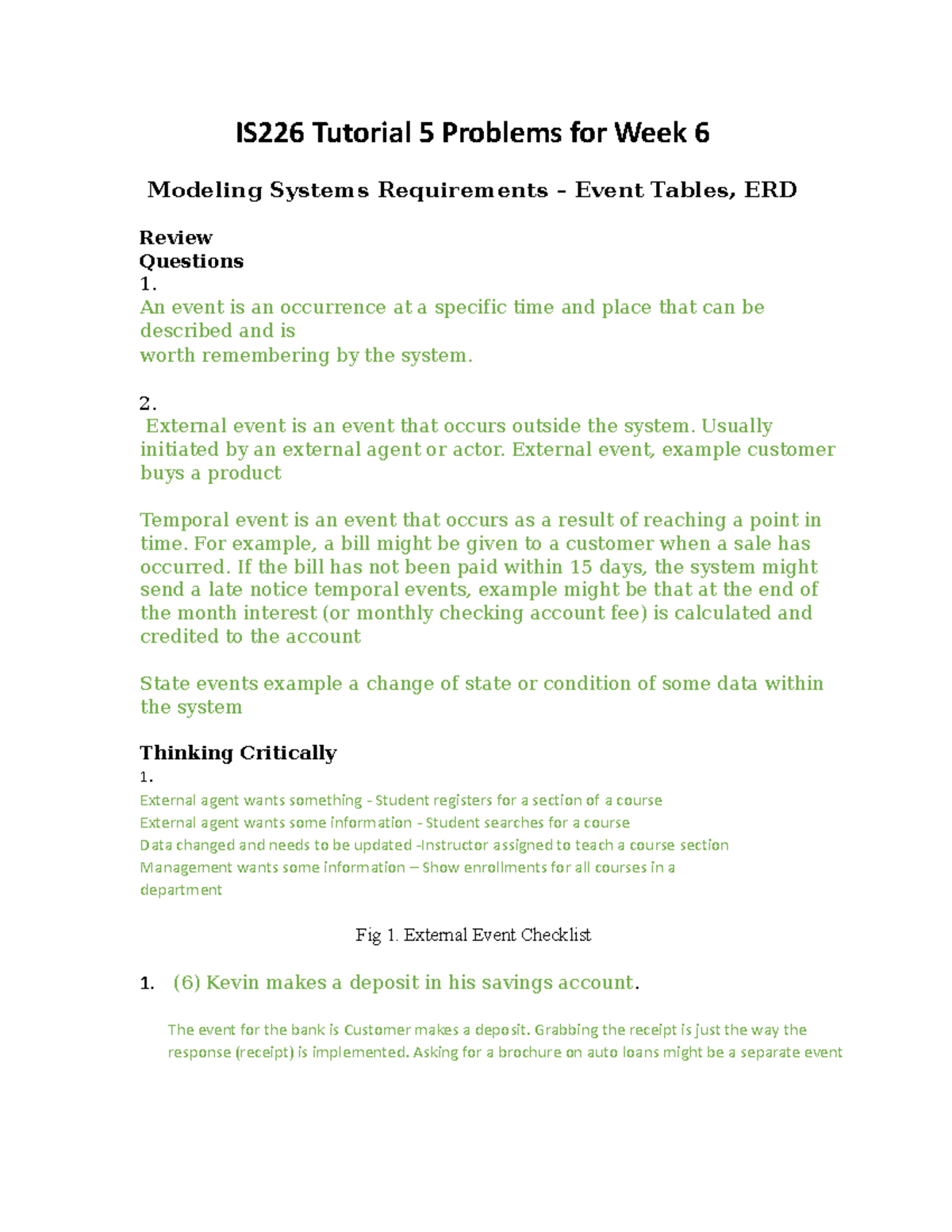 IS226 Wk6-T5 - Modeling System Requirements with Event Tables & ERD ...