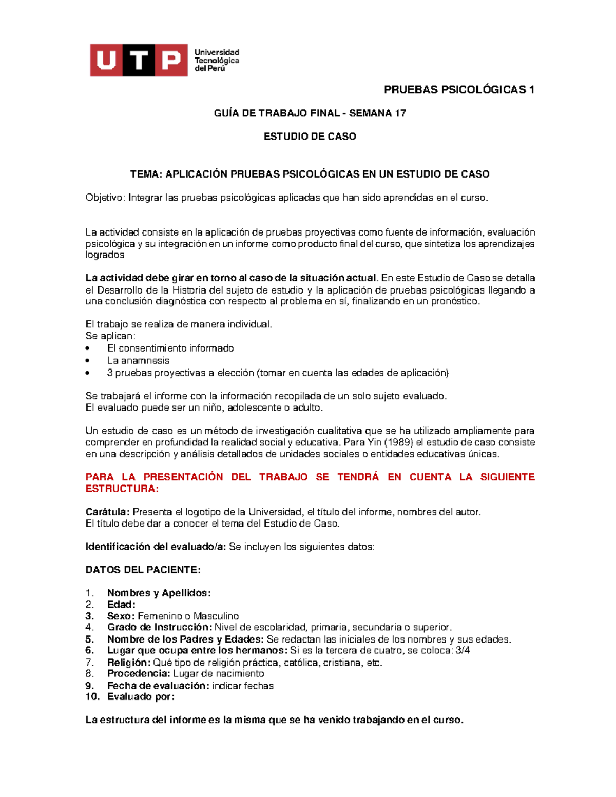 GUÍA DE Trabajo Final Pruebas Psicologicas 1 - PRUEBAS PSICOLÓGICAS 1 GUÍA DE TRABAJO FINAL ...