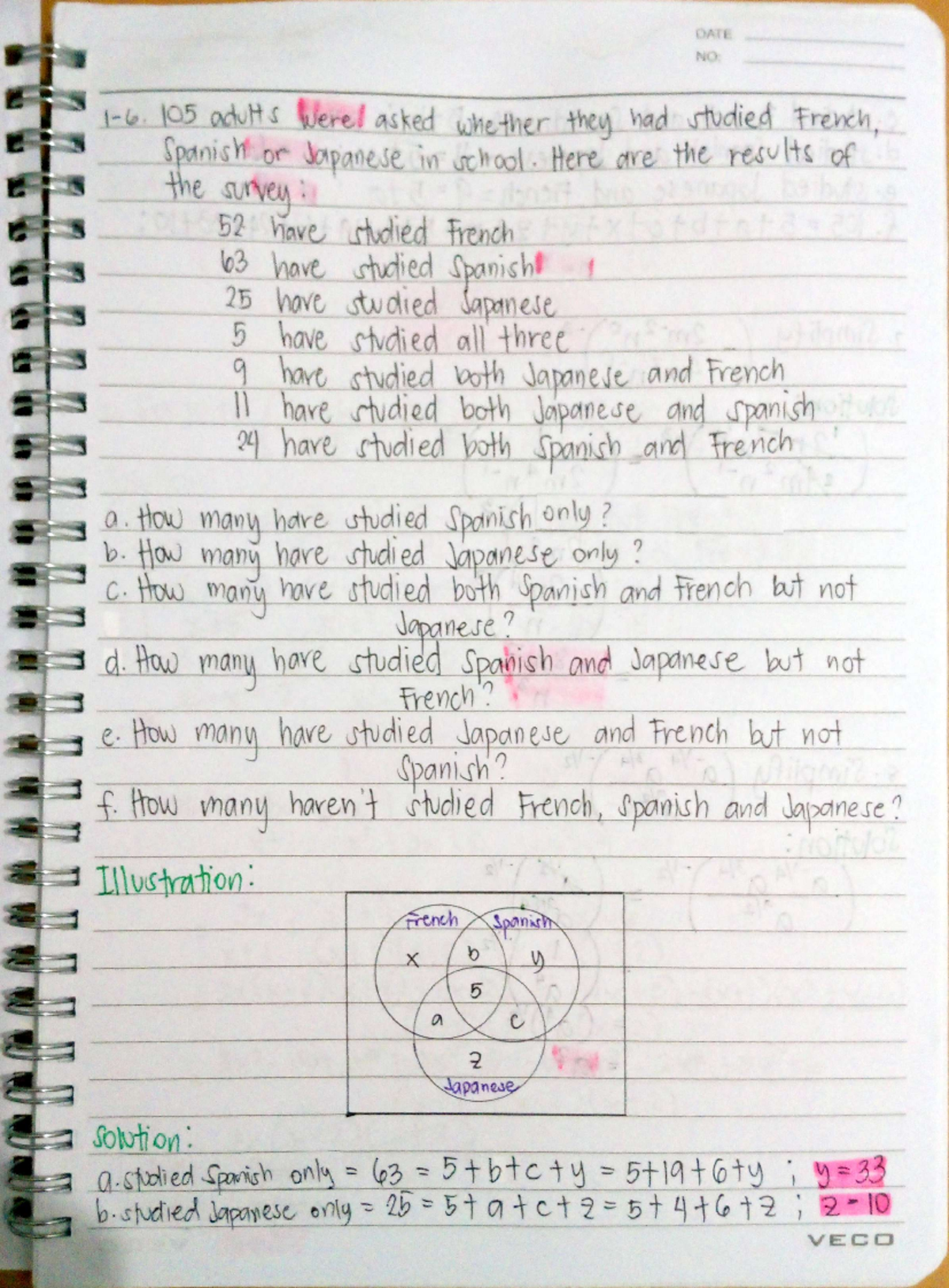 Math10 Solved Problems - NO: 105 adults Werel asked whether they had ...