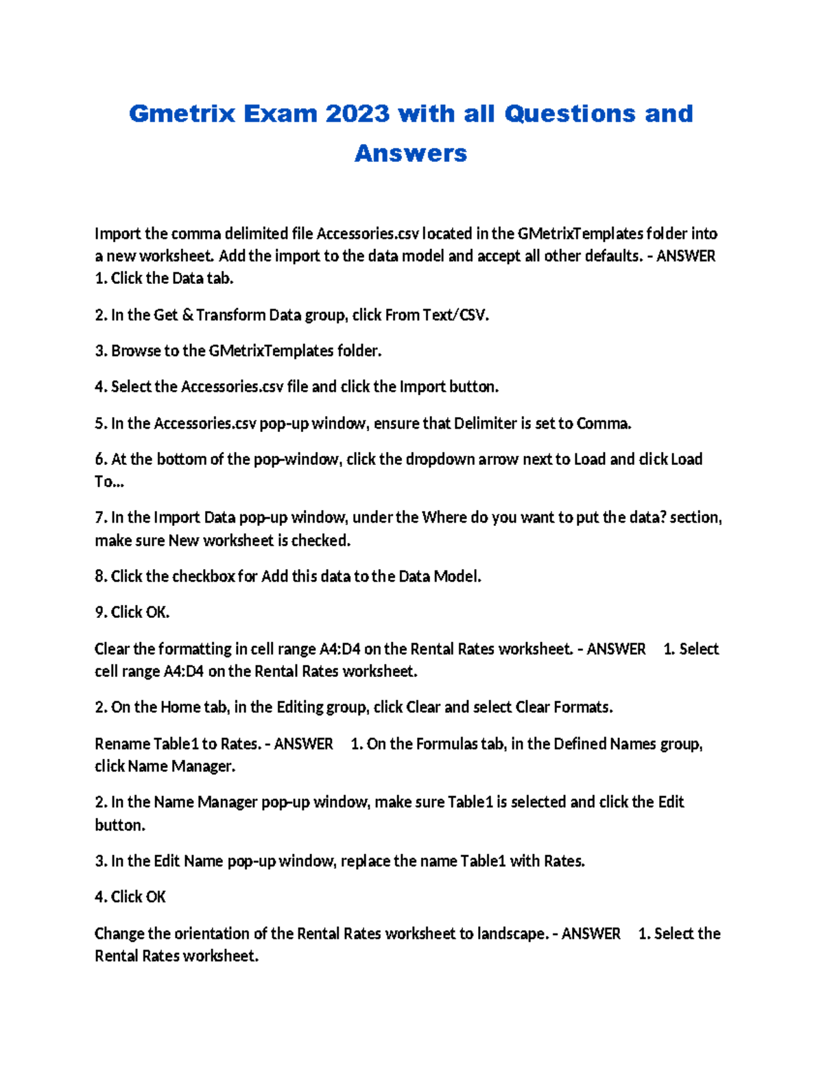 GMetrix Exam 2023: Complete Questions & Answers Guide - Studocu