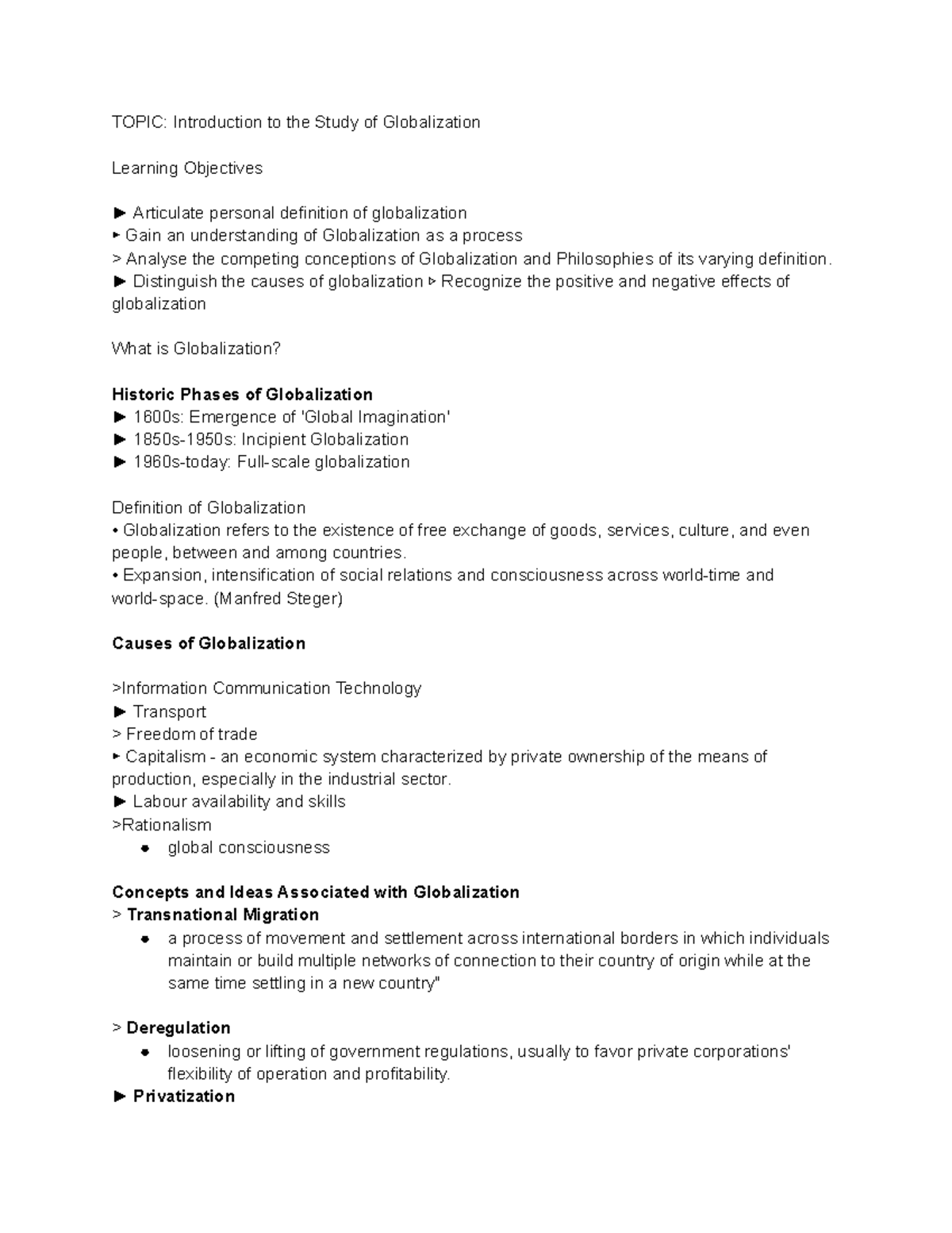 Introduction to the Study of Globalization: Concepts and Dimensions ...